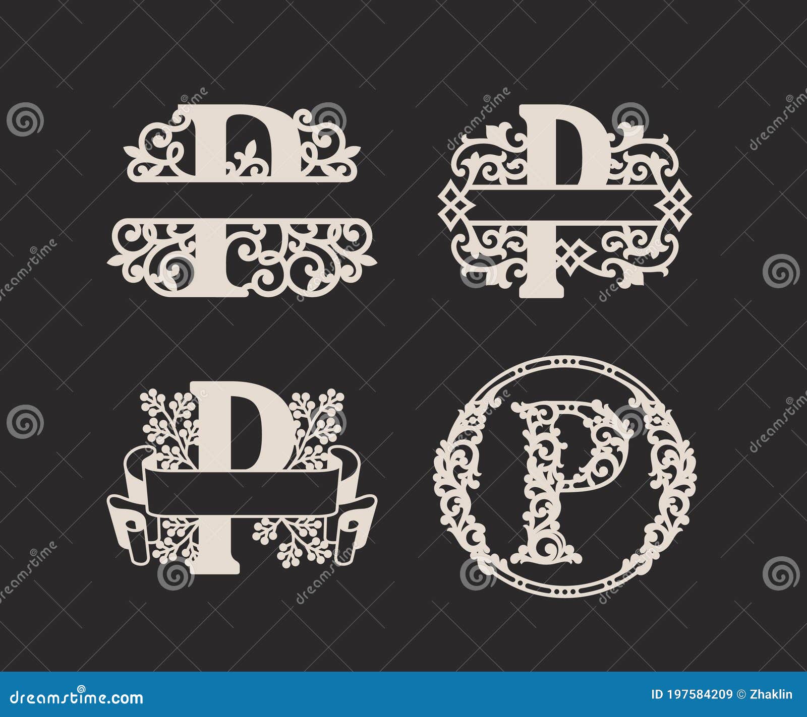 Alphabet Split Monograms, Split Letter Monogram, Alphabet Frame Font ...