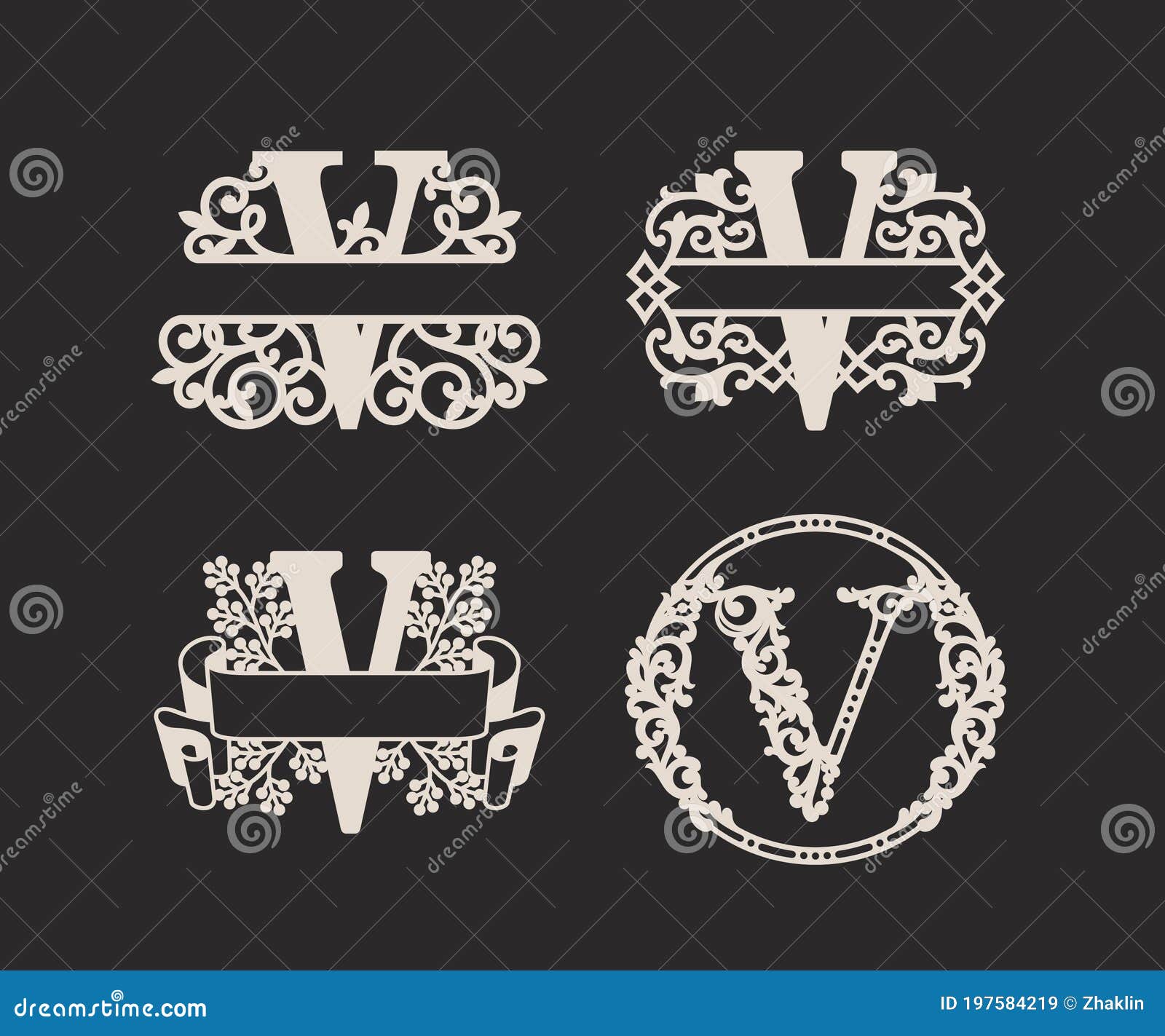 Alphabet Split Monograms, Split Letter Monogram, Alphabet Frame Font ...