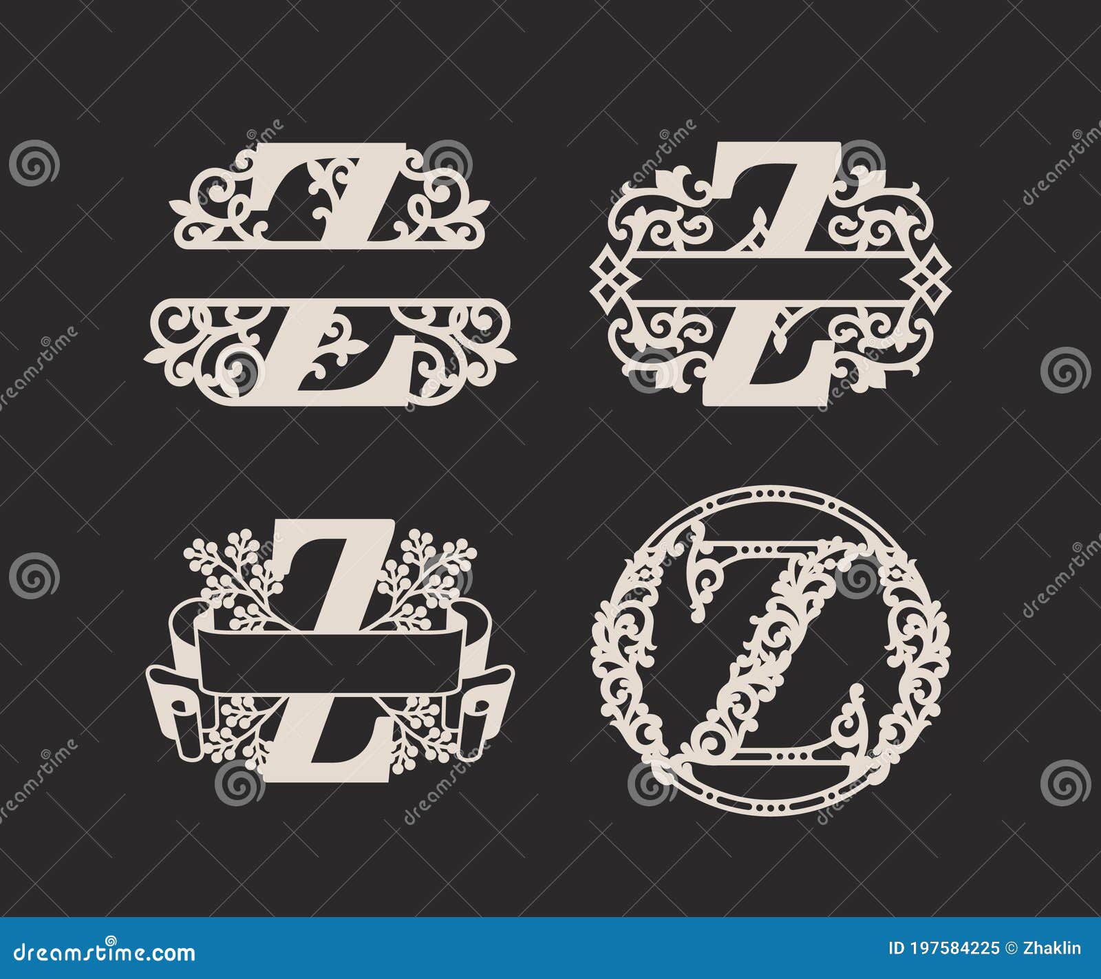 Alphabet Split Monograms, Split Letter Monogram, Alphabet Frame Font ...