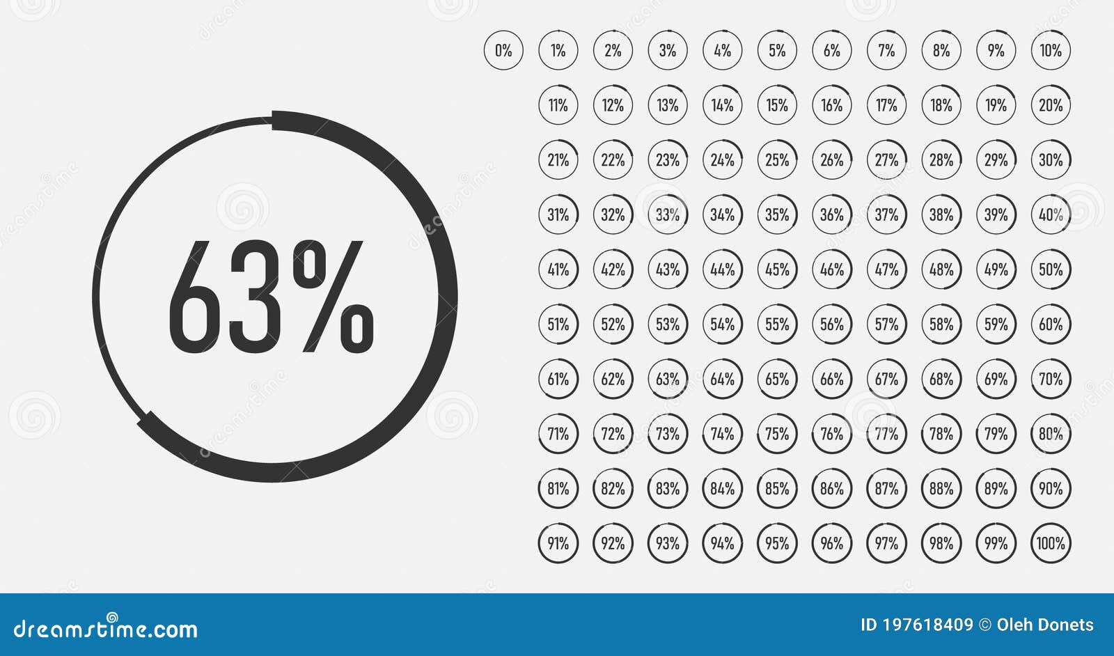Loading Circles from 0 To 100 Percent. Stock Vector - Illustration of ...
