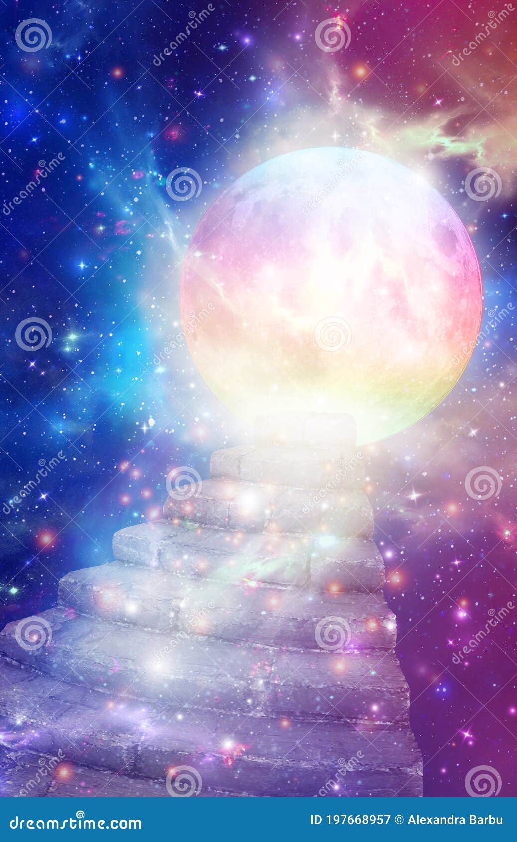 Magical Moon Energy Healing Universal Energy, Meditation Stock Image ...