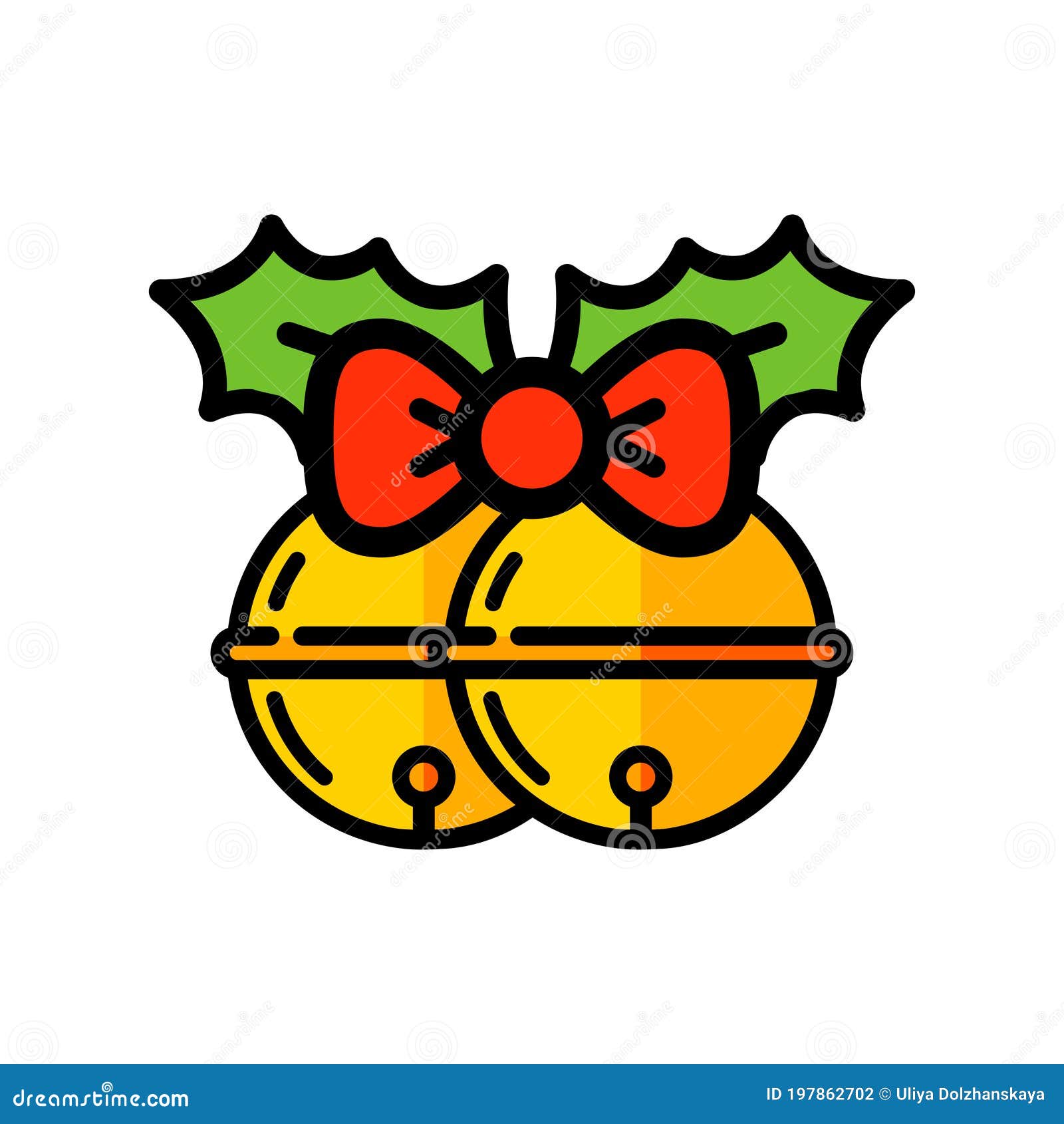 Cartoon Christmas Bells Set Vector Stock Vector - Illustration of ring ...