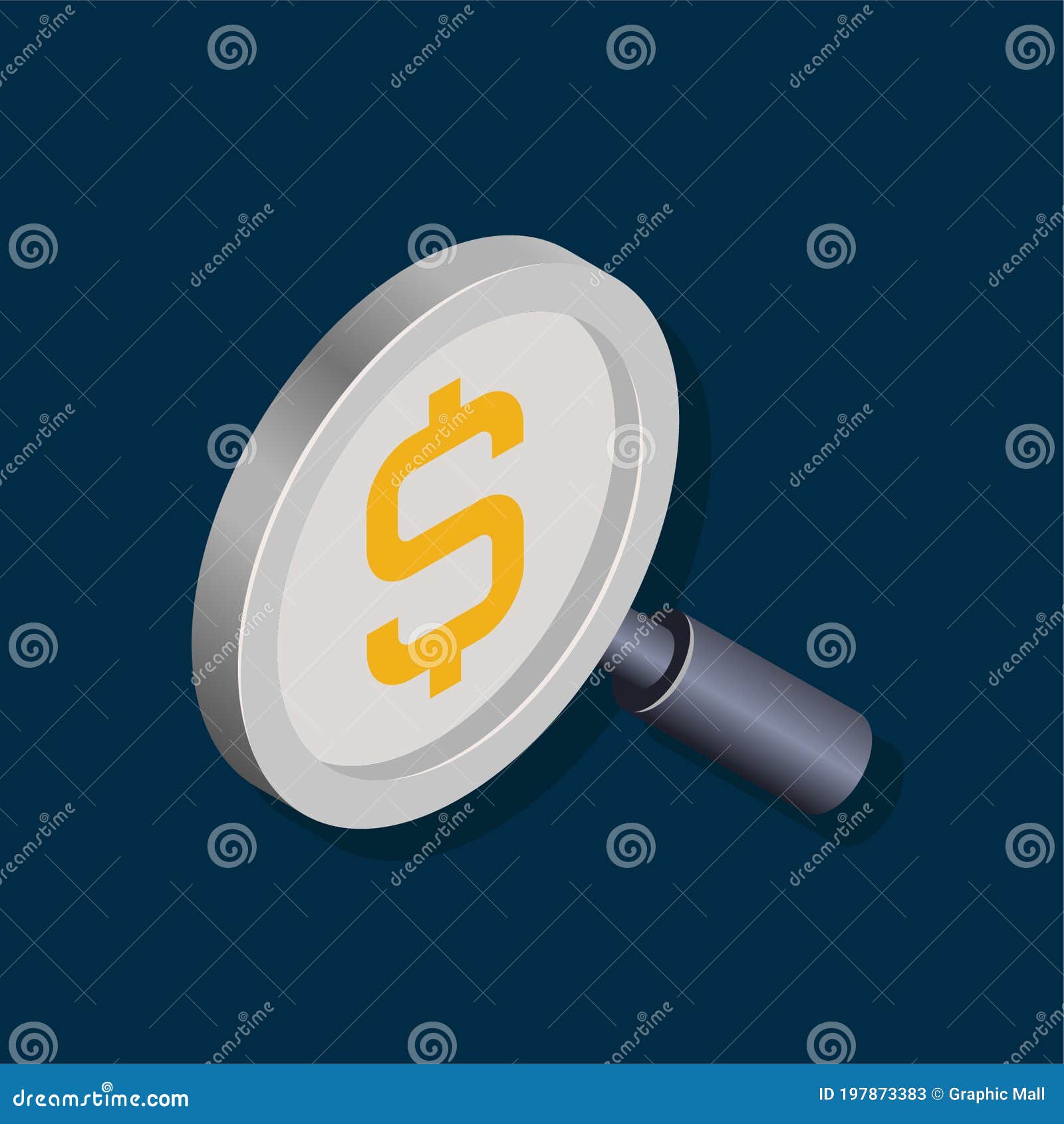 Find Dollar - Isometric 3D Illustration. Stock Vector - Illustration of ...