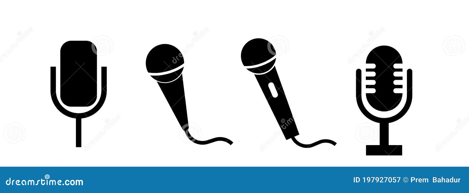 Microphones Sign Icon Set Concept Flat Design Style Stock Illustration ...