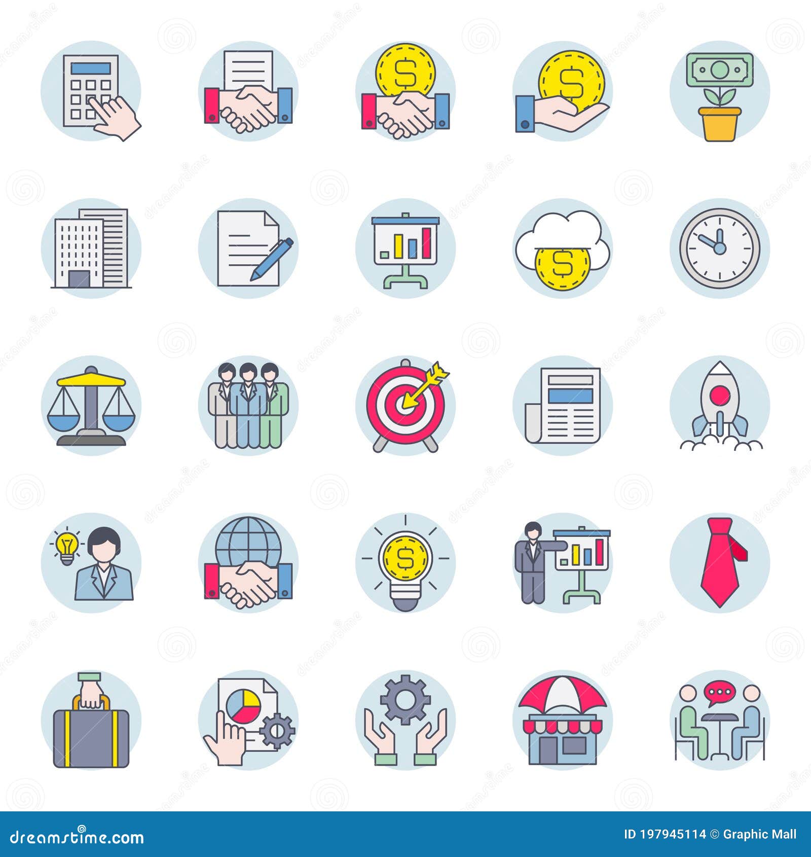 Filled Color Outline Icons for Business. Stock Vector - Illustration of ...