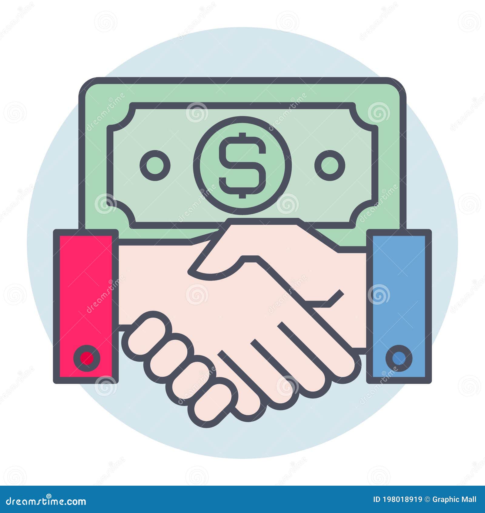 Filled Color Outline Icon for Deal. Stock Vector - Illustration of hand ...