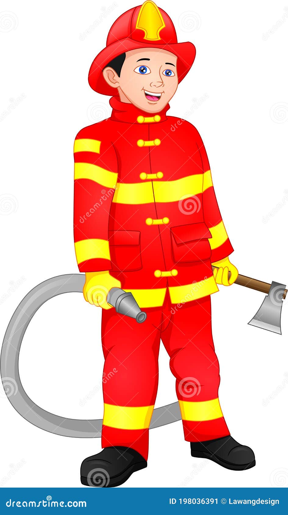 Cute Boy Firefighter Isolated on White Background Stock Vector ...