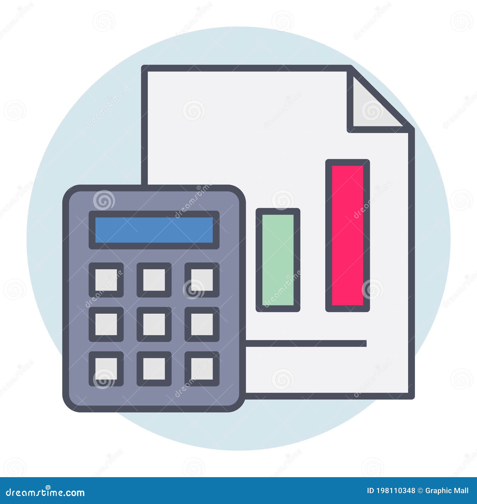 Filled Color Outline Icon for Calculator. Stock Vector - Illustration ...