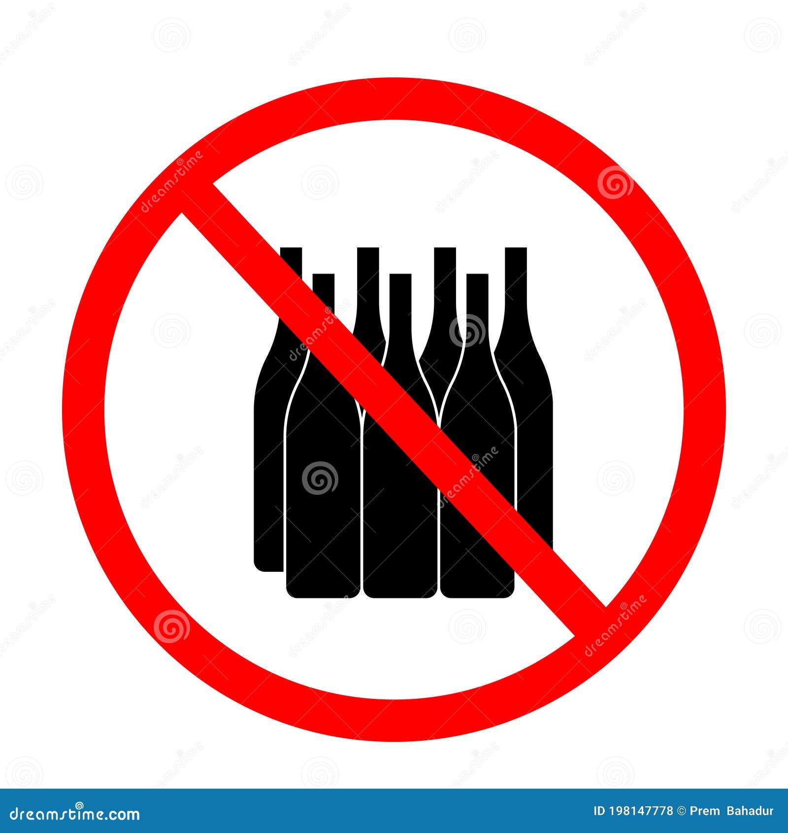 No Drinking Alcohol or Wine with Red Banned Sign Stock Illustration ...