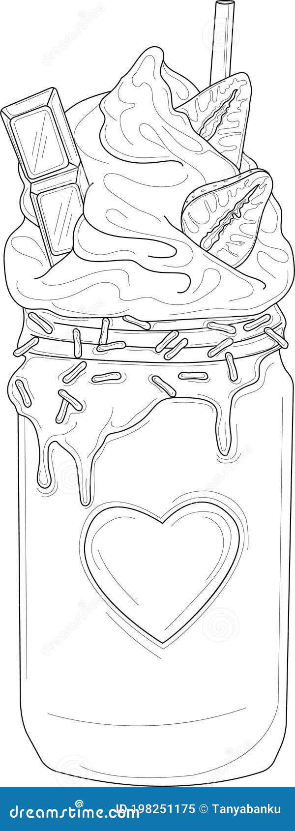 Milkshake Coloring Page. Educational Children Game. Drawing Kids ...