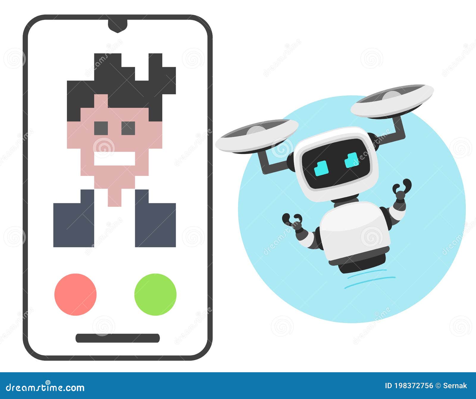 Smart Robot Helping Mobile Customer Service. Stock Vector ...
