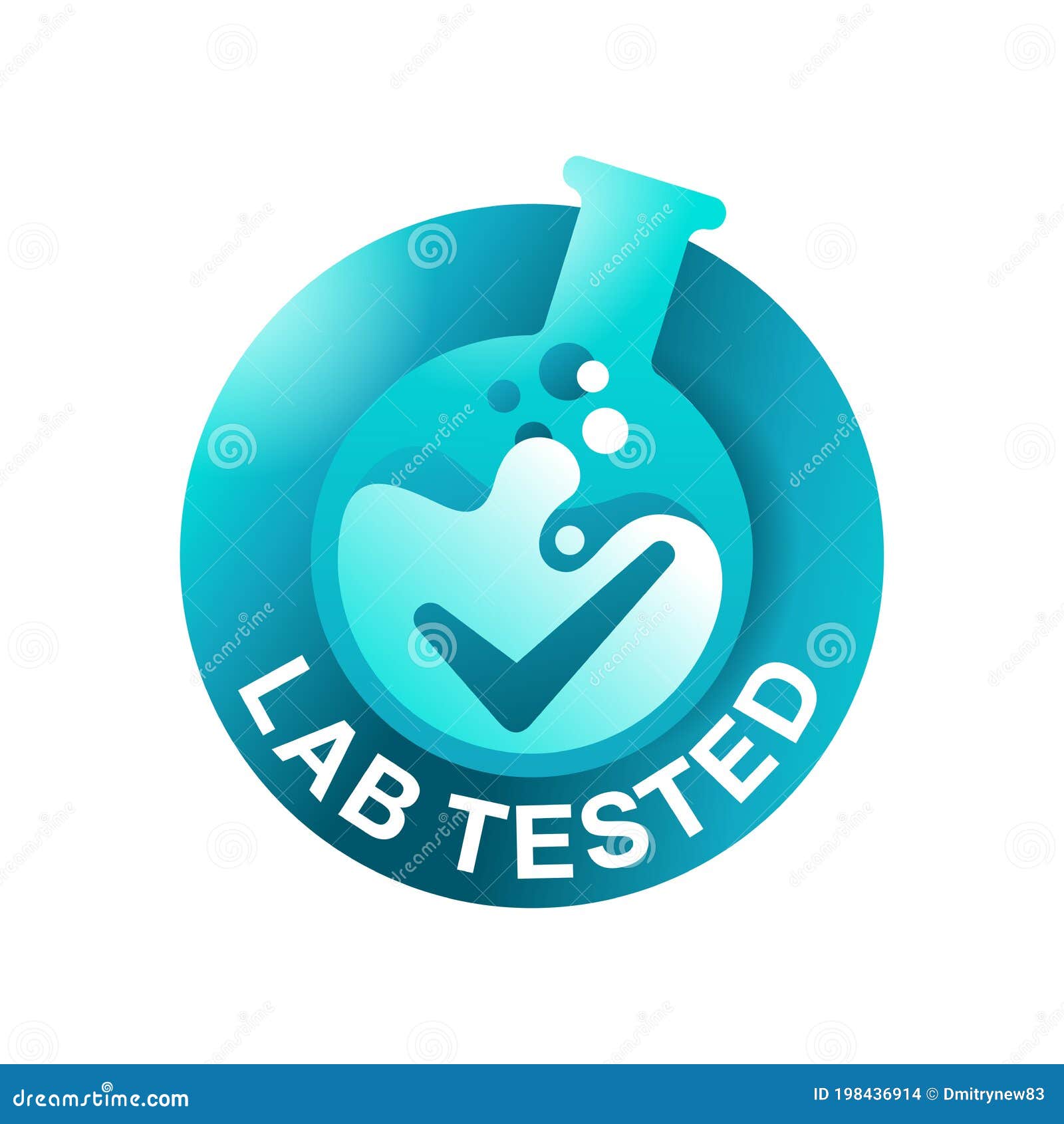 Lab Tested 3D Stamp with Check Mark and Lab Flask Stock Vector ...
