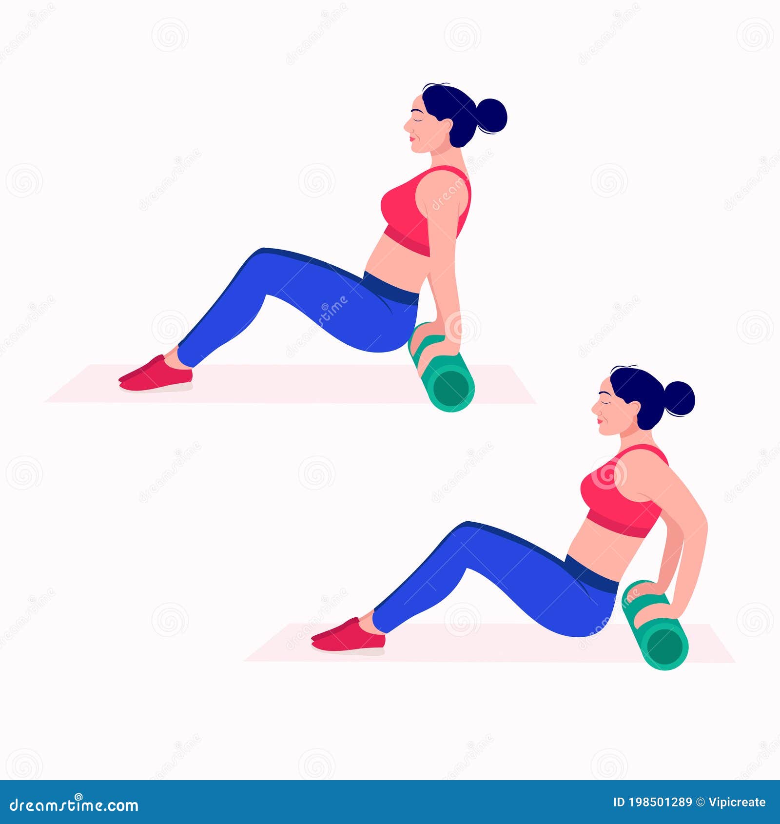 Foam Roller Workout. stock vector. Illustration of planks - 198501289