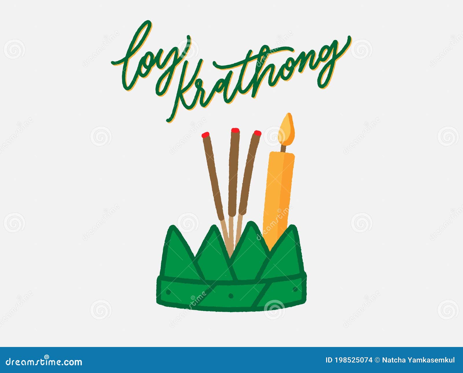 Loy Krathong, Krathong Design Isolated on Light Blue Background Vector ...