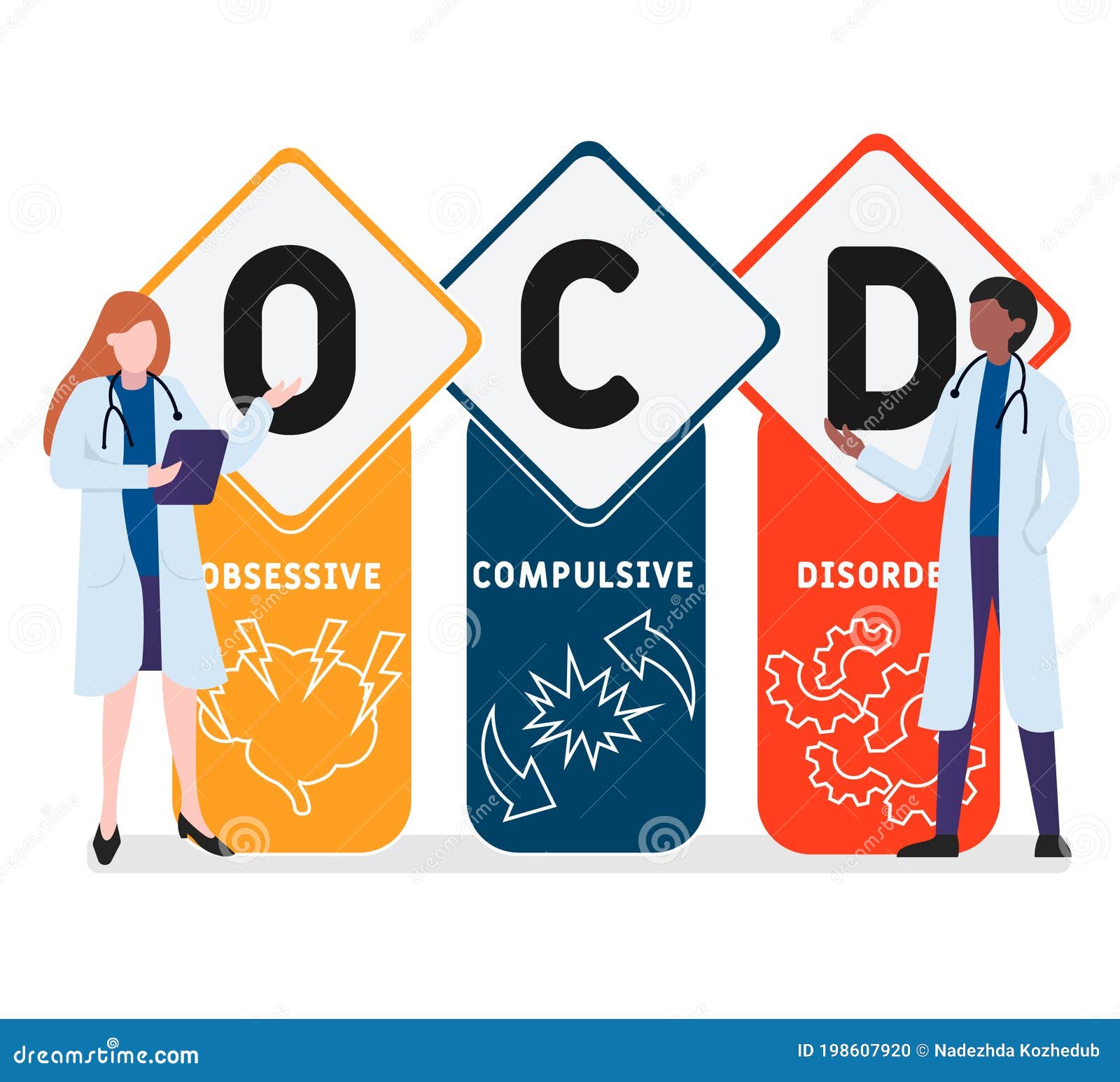 Flat Design with People. OCD - Obsessive Compulsive Disorder, Medical ...