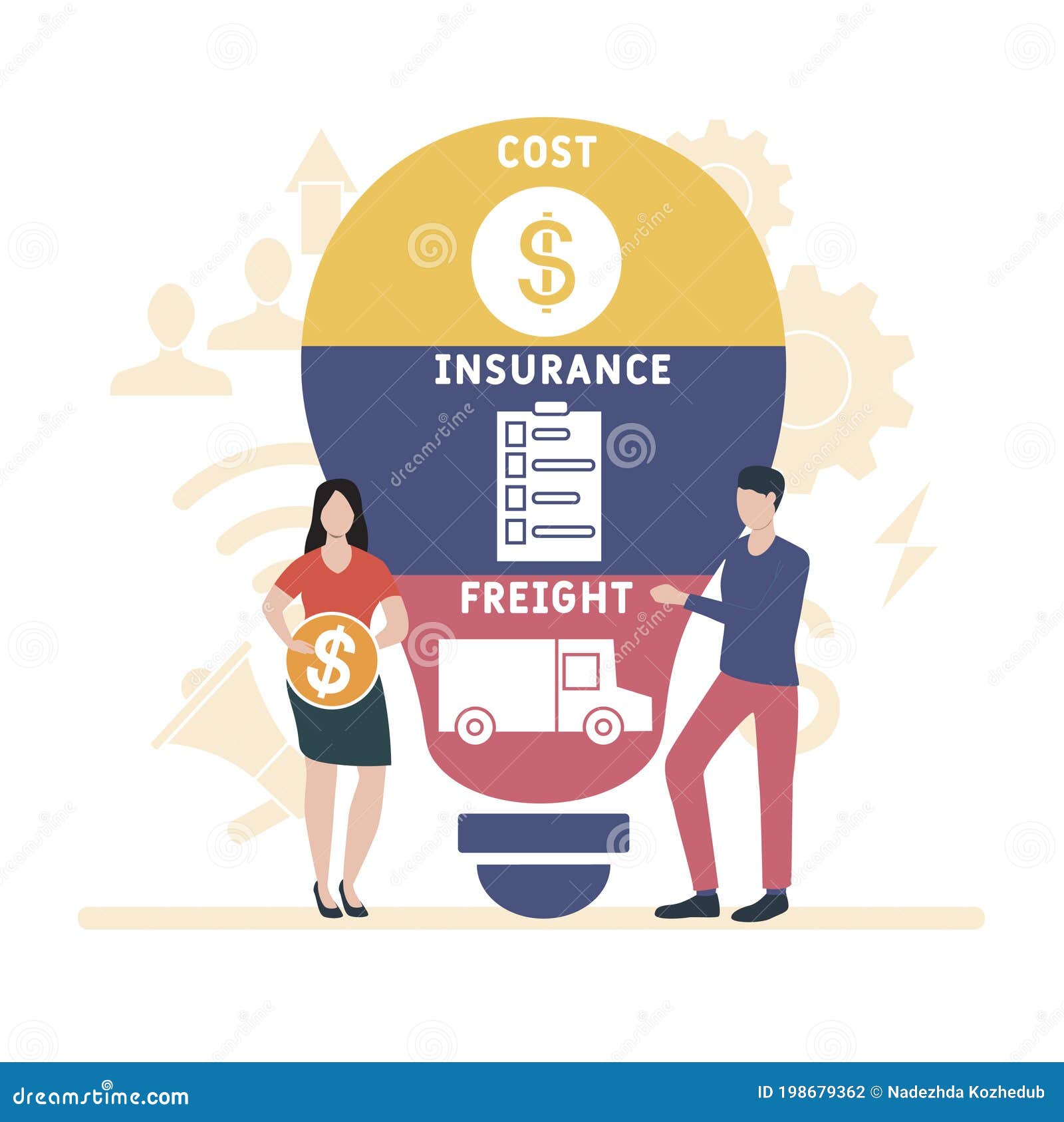 Flat Design with People. CIF - Cost Insurance Freight Acronym. Business ...