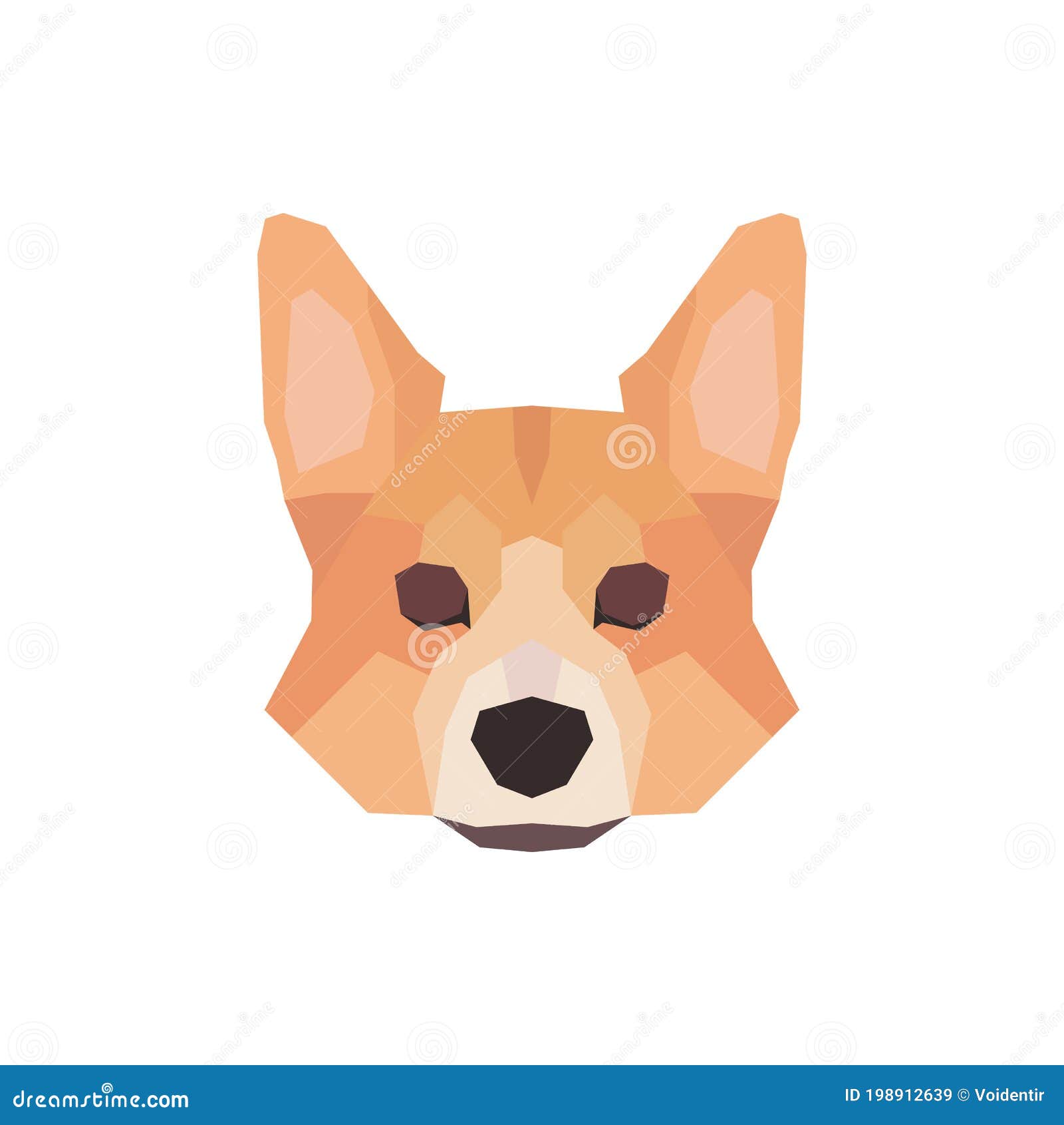 Low poly Welsh Corgi head stock vector. Illustration of icon - 198912639