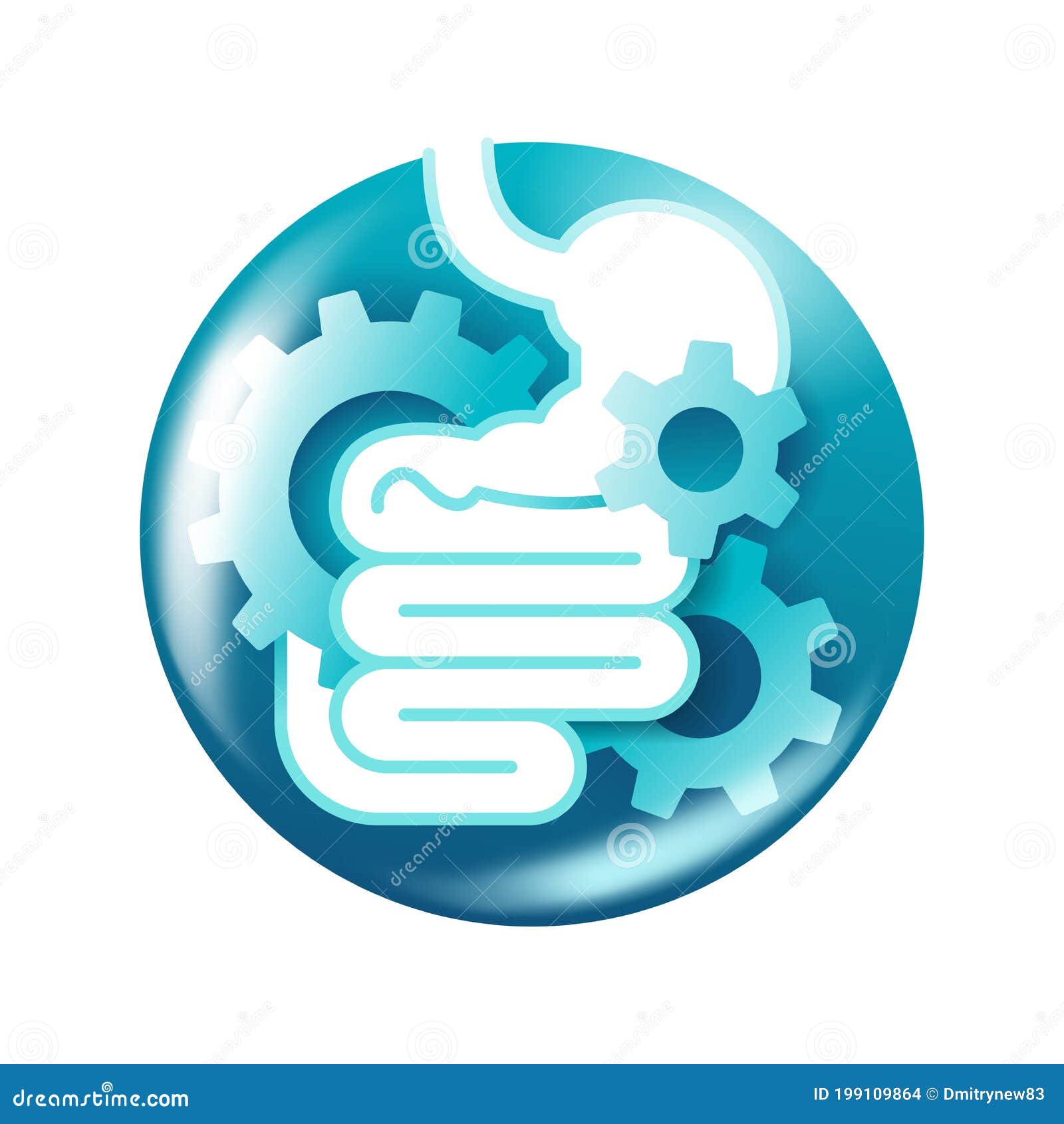 Digestive System Icon - Human Stomach with Gears Stock Vector ...