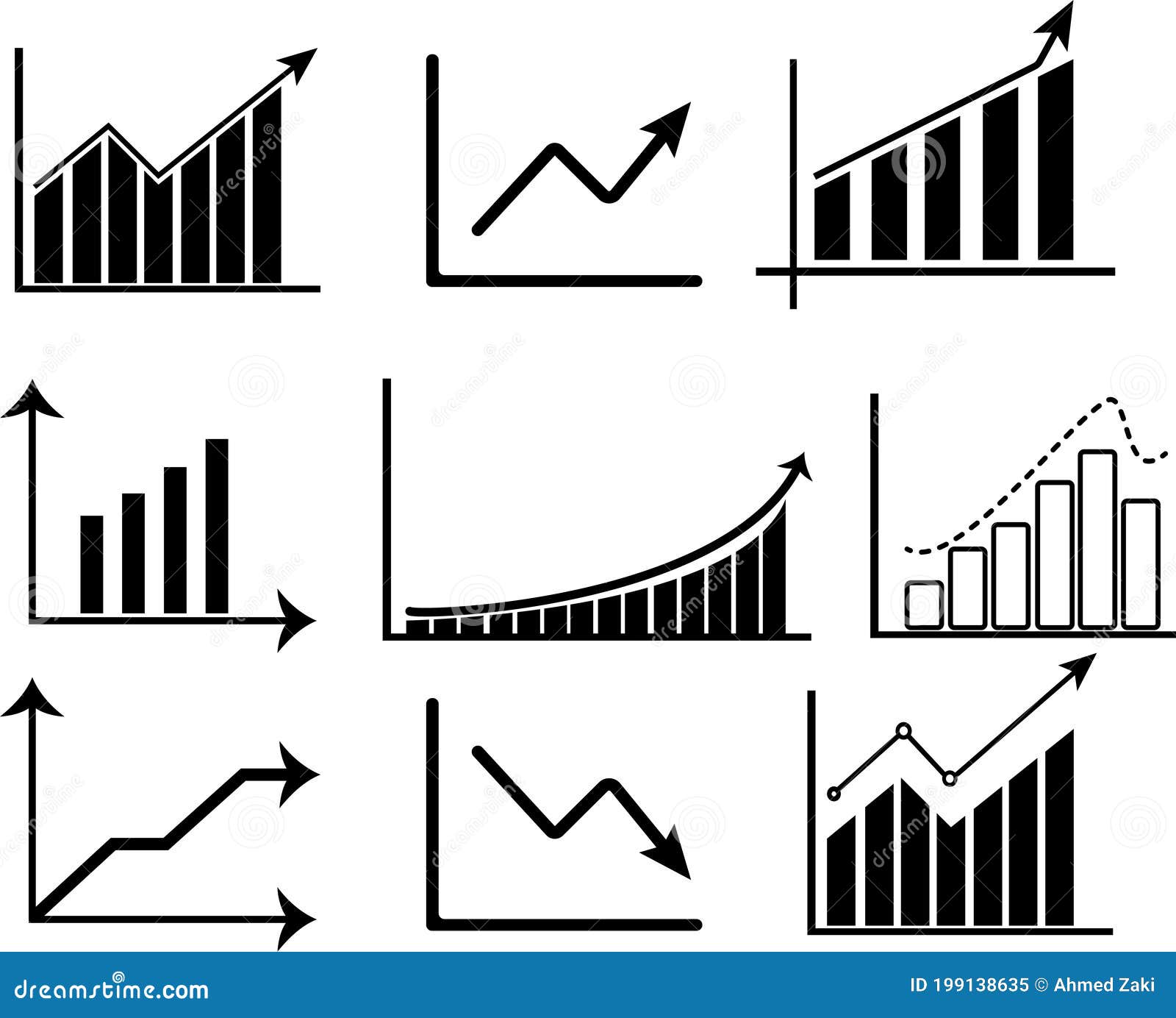 Set of Charts Icon Template.Trend and More Symbol Vector Sign Isolated ...