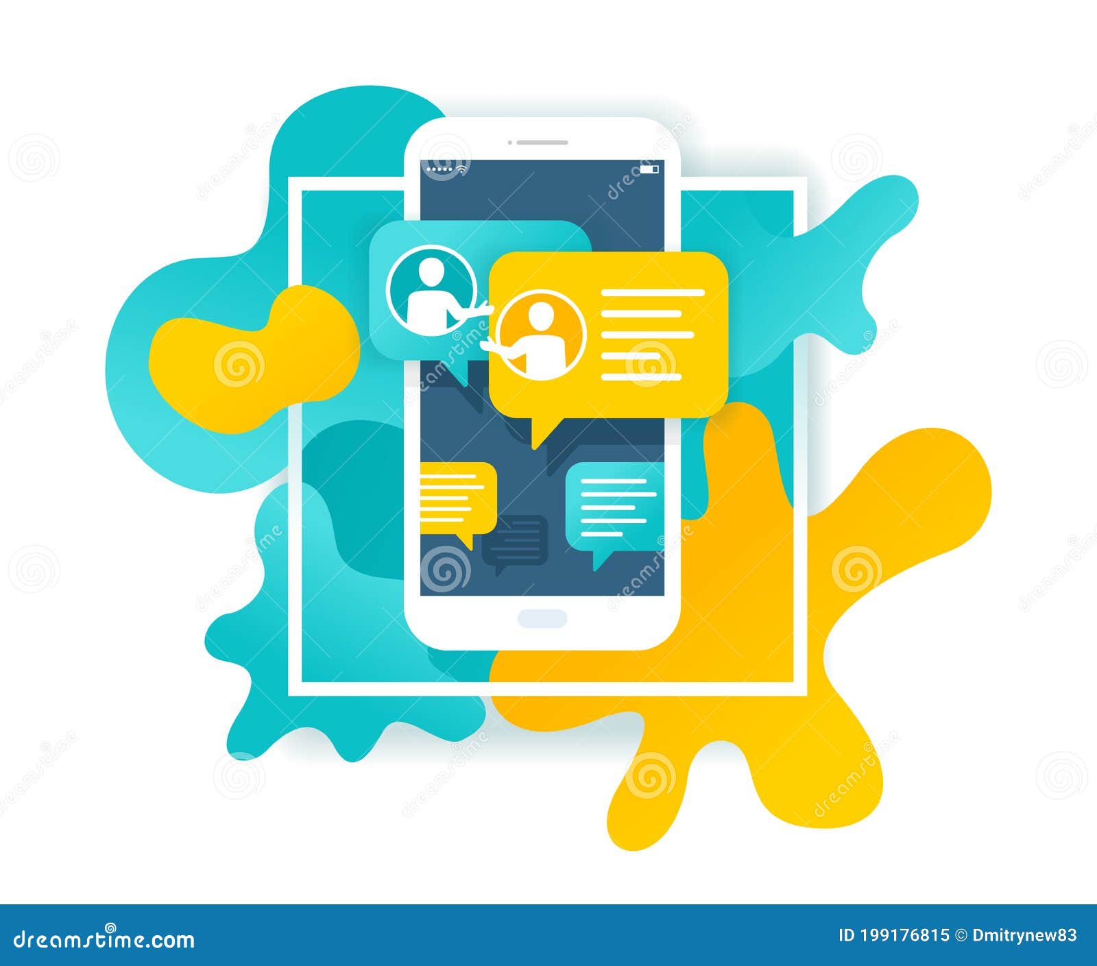 Smart Phone with Dialog Boxes and People Avatars Stock Vector ...