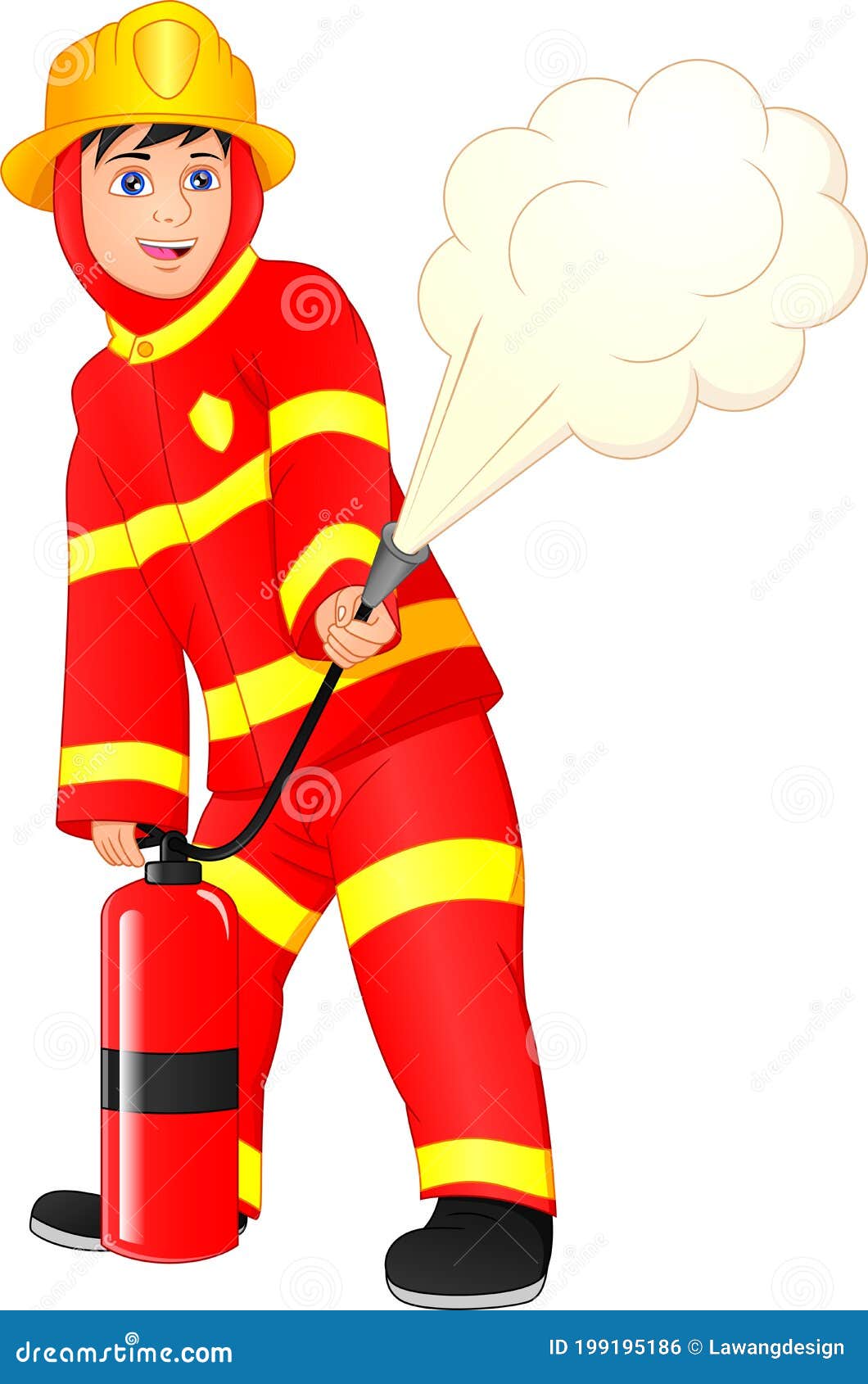 Cute Boy Firefighter Isolated on White Background Stock Vector ...