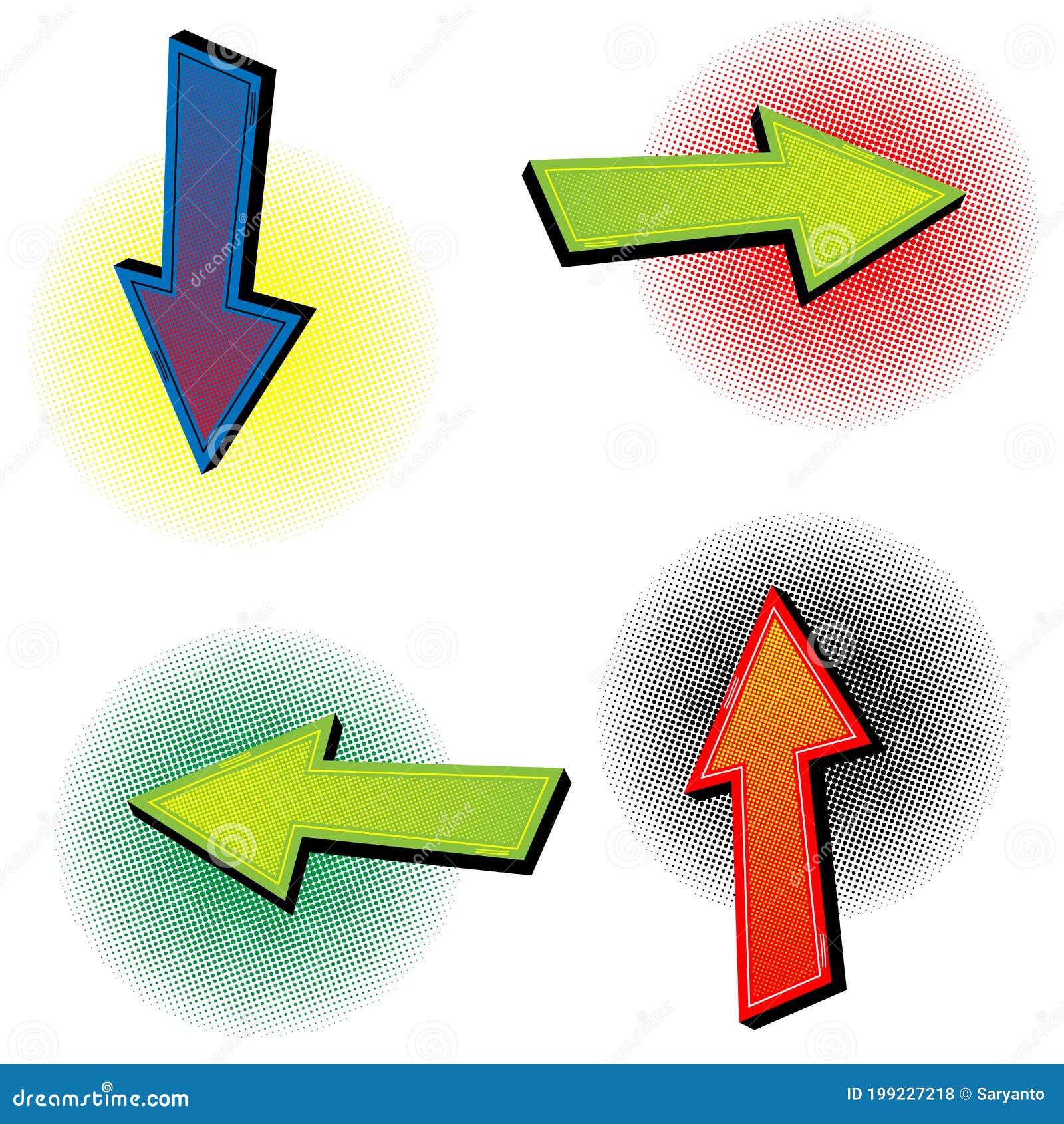 Arrows in Pop Art Retro Comic Style. Stock Icon. Easy Editable Stock ...