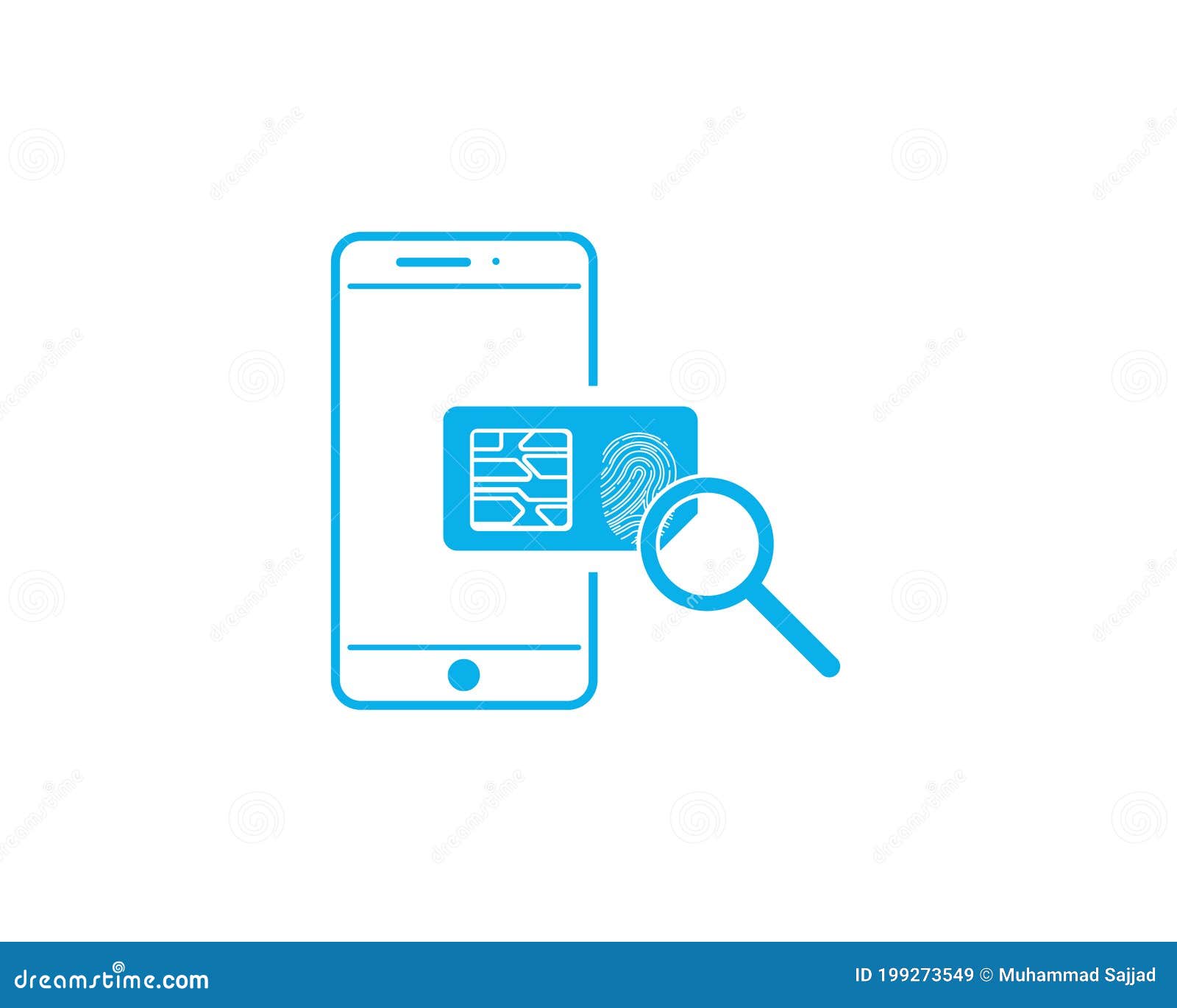 Mobile Phone Fingerprint Sim Card and Magnifying Glass Bio-metric ...