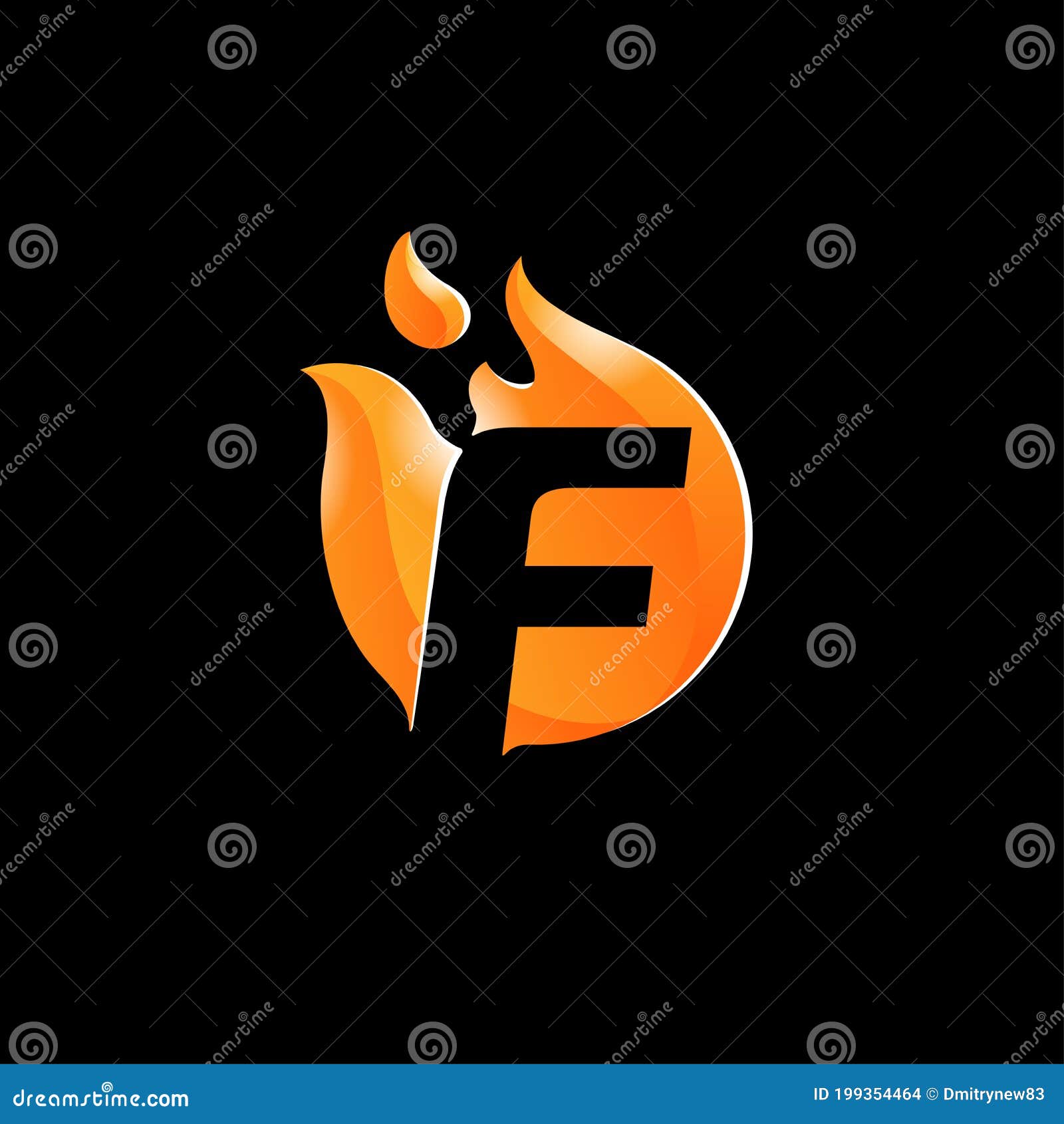 Flaming F Letter Logom Emblem or Icon Stock Vector - Illustration of ...
