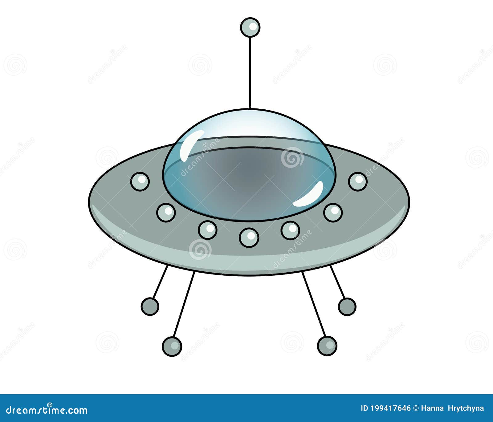 Flying Saucer - UFO Has Landed and Stands - Vector Full Color ...