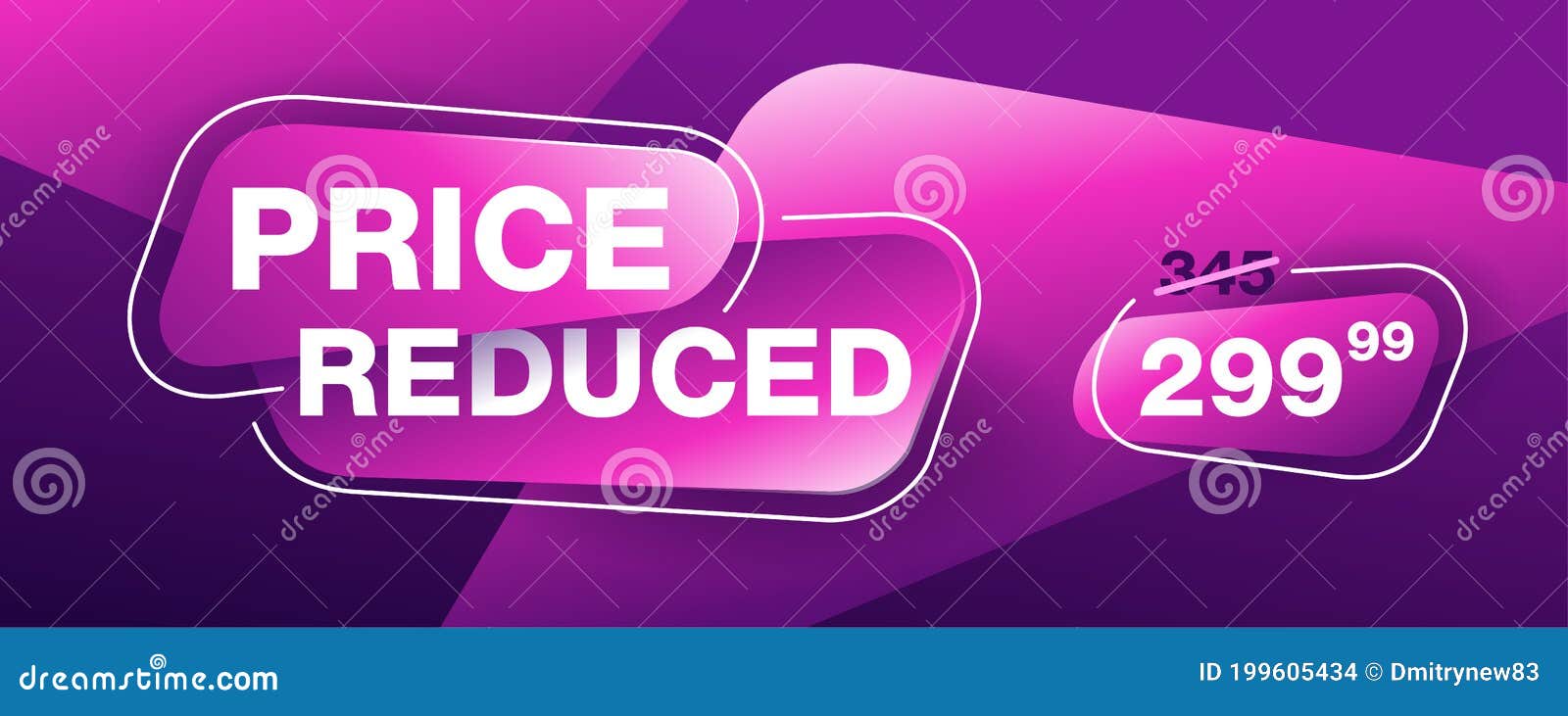 Price Reduced Banner on Bright Purple Background Stock Vector ...