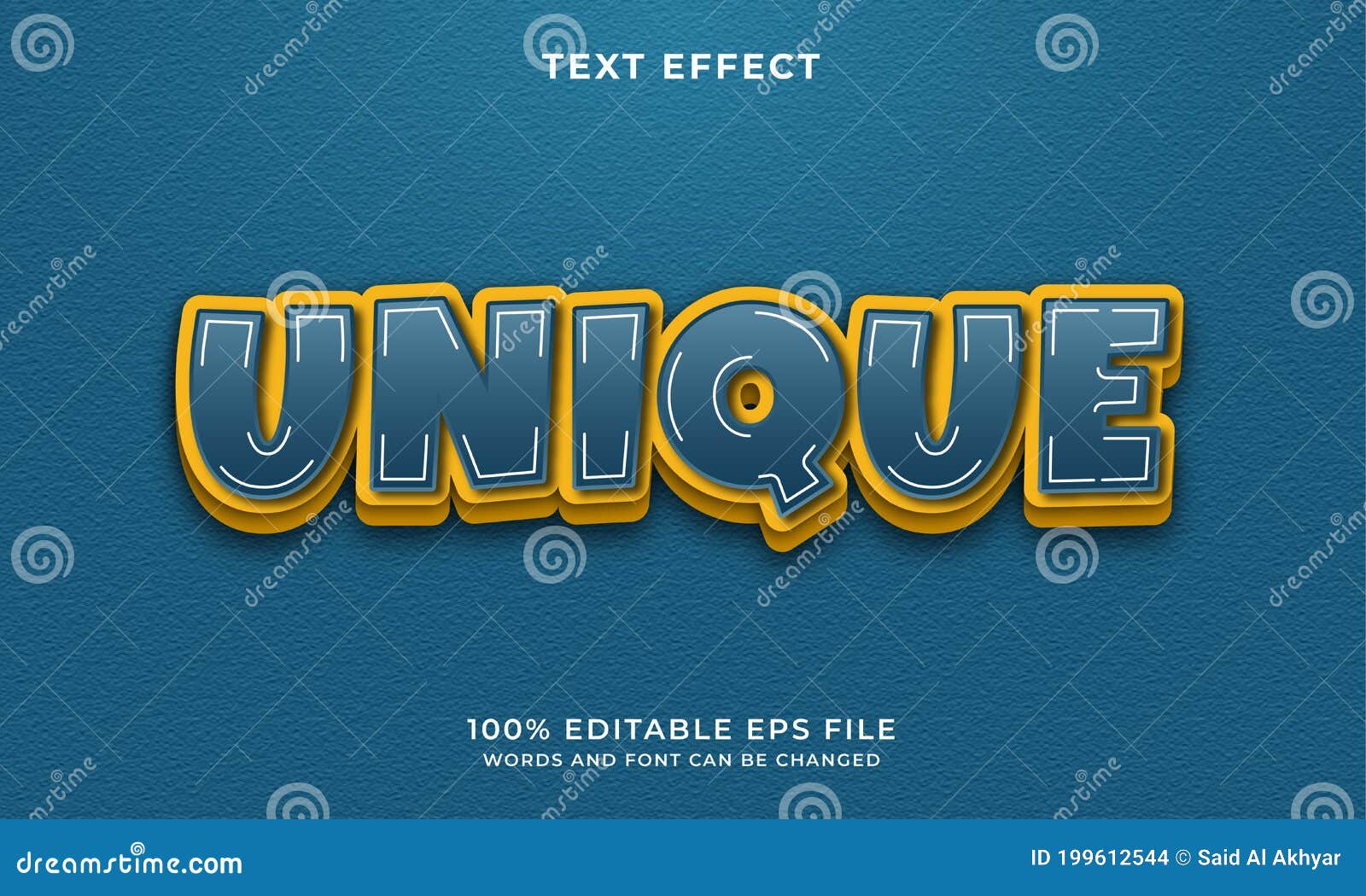 Blue Unique Text Effect and Style Stock Vector - Illustration of font ...