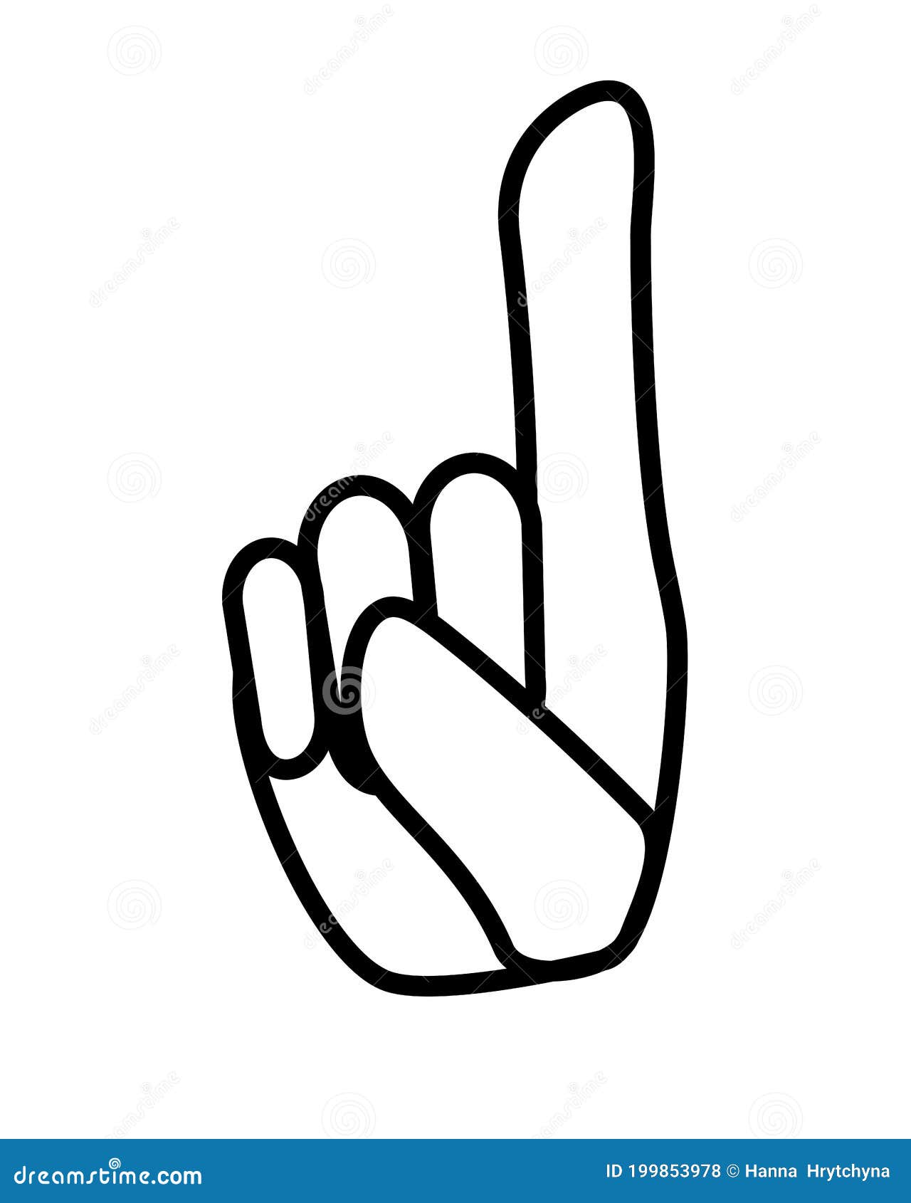 Hand with Forefinger Up - Vector Linear Illustration for Sign or ...