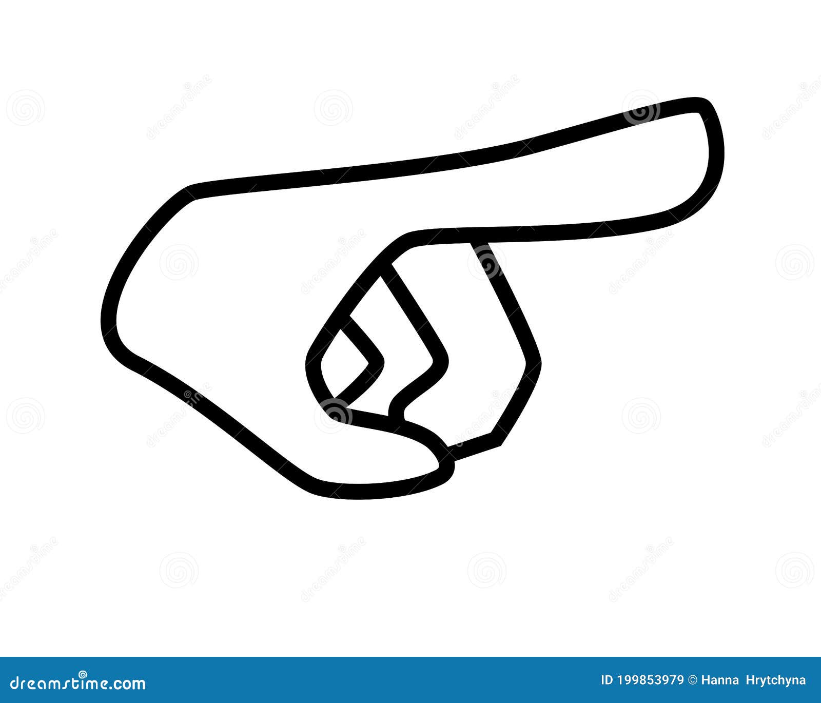 Hand Folded in Pointing Gesture - Vector Linear Illustration for Sign ...