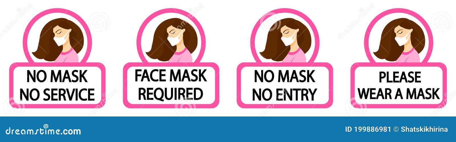 No Mask No Service. Face Mask Required. No Mask No Entry Stock Vector ...