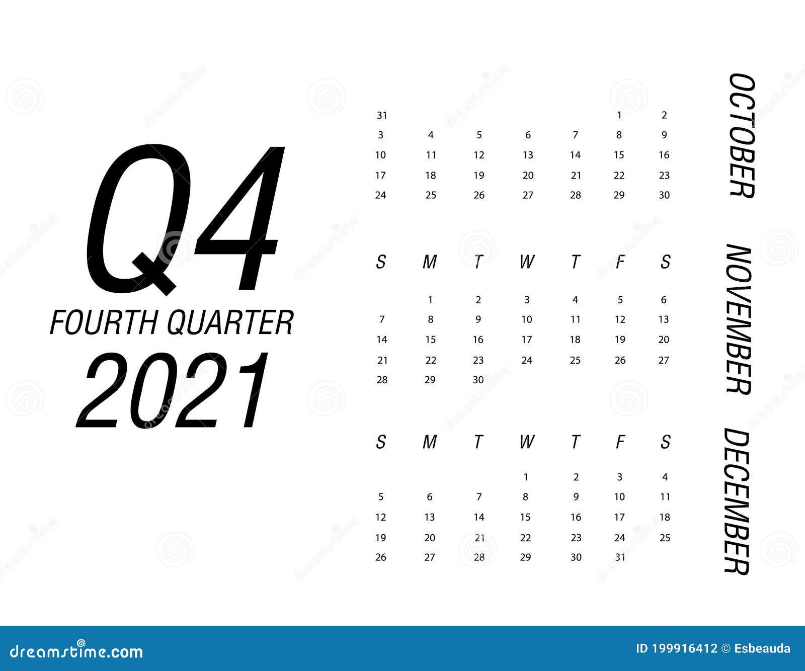 Fourth Quarter of Calendar 2021 Stock Vector - Illustration of ...