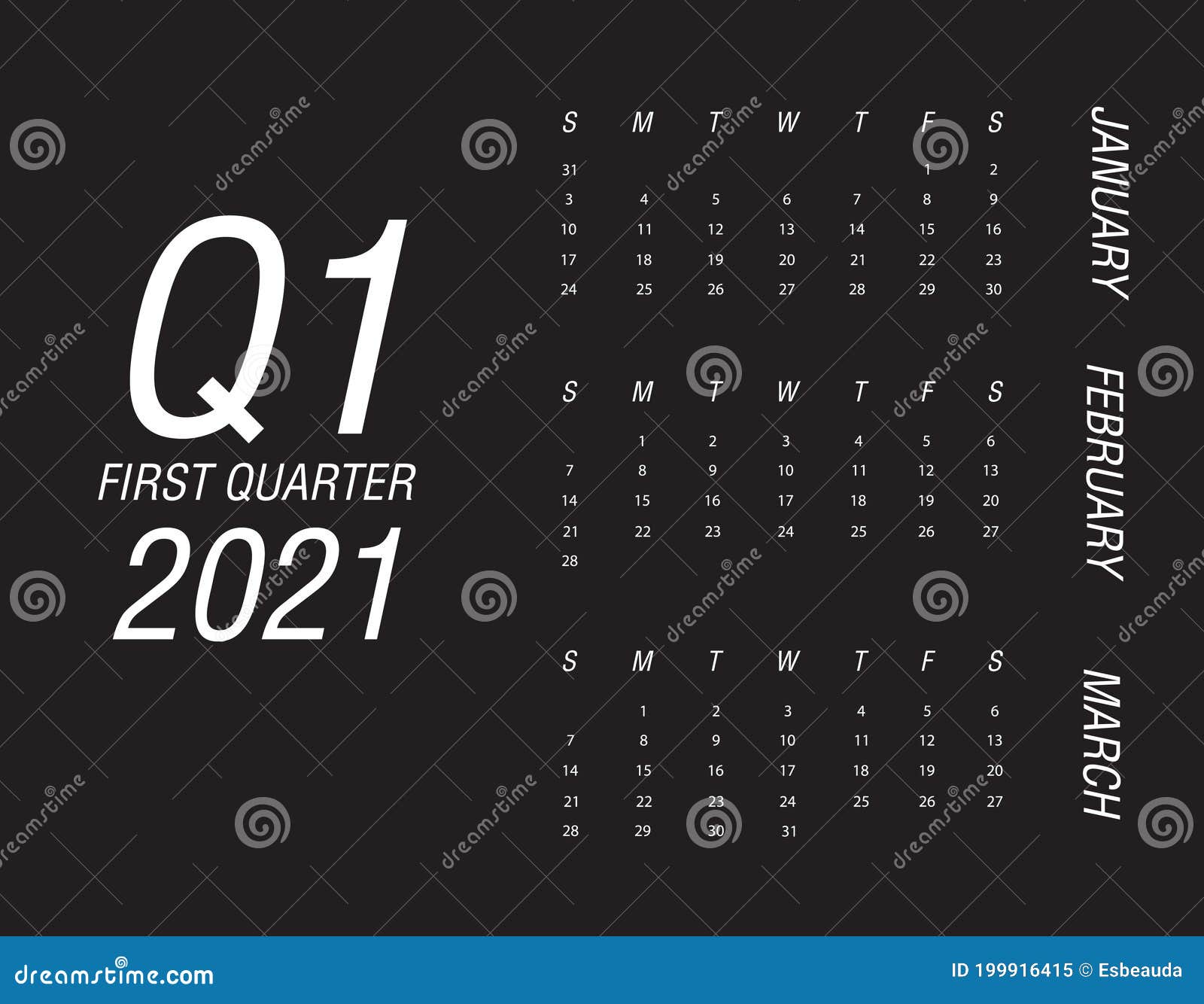 First Quarter of Calendar 2021 Stock Vector - Illustration of vector ...