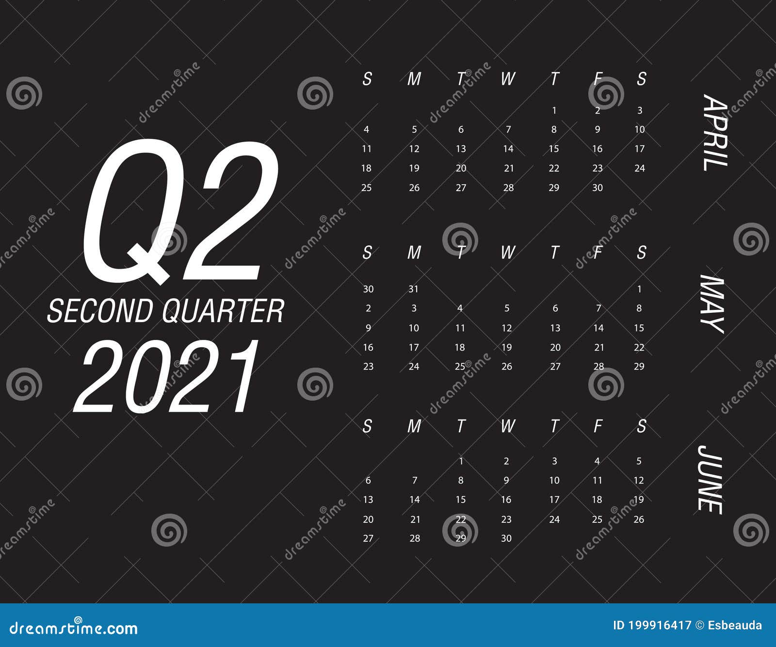 Second Quarter of Calendar 2021 Stock Vector - Illustration of june ...