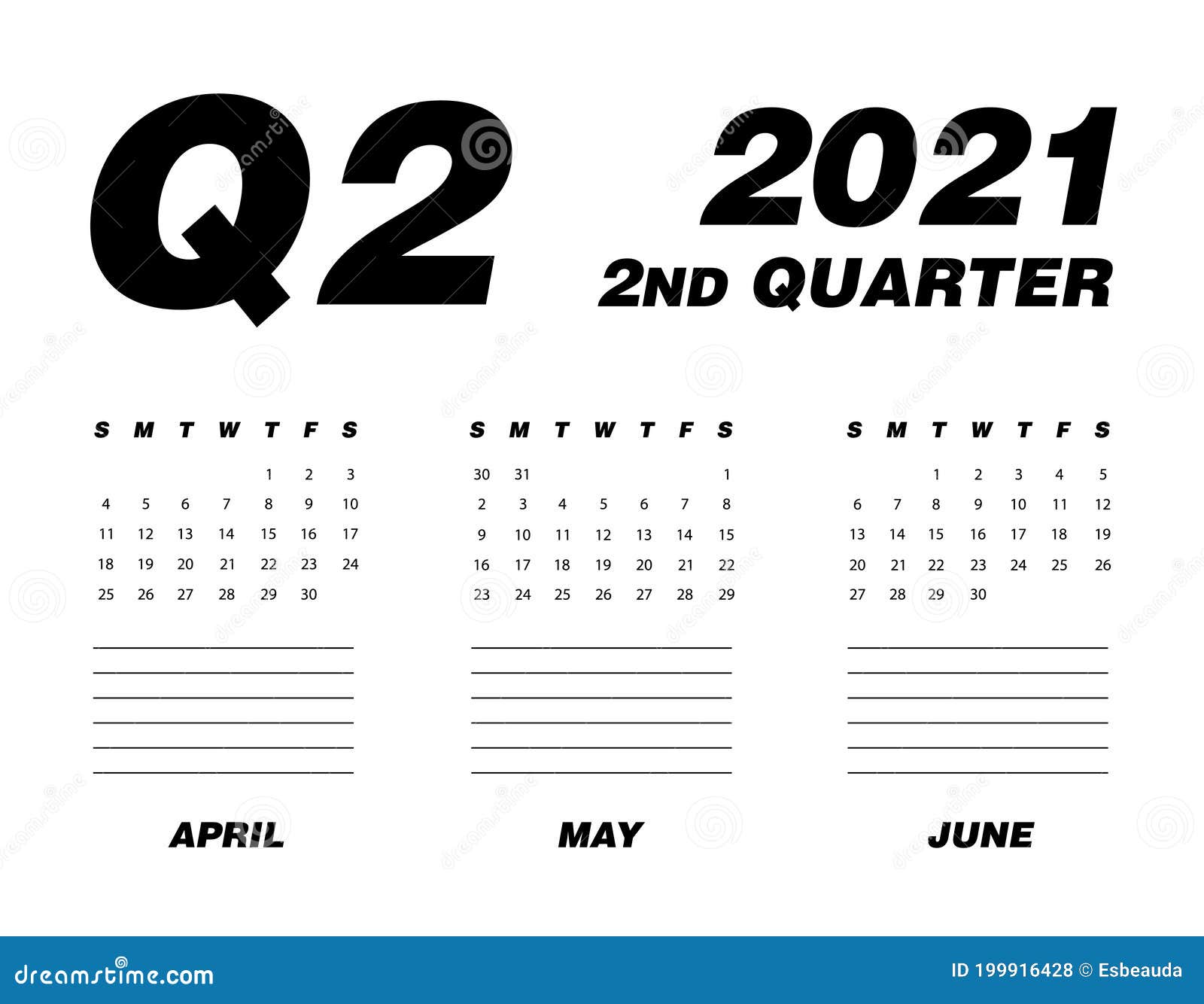 Second Quarter of Calendar 2021 Stock Vector - Illustration of page ...