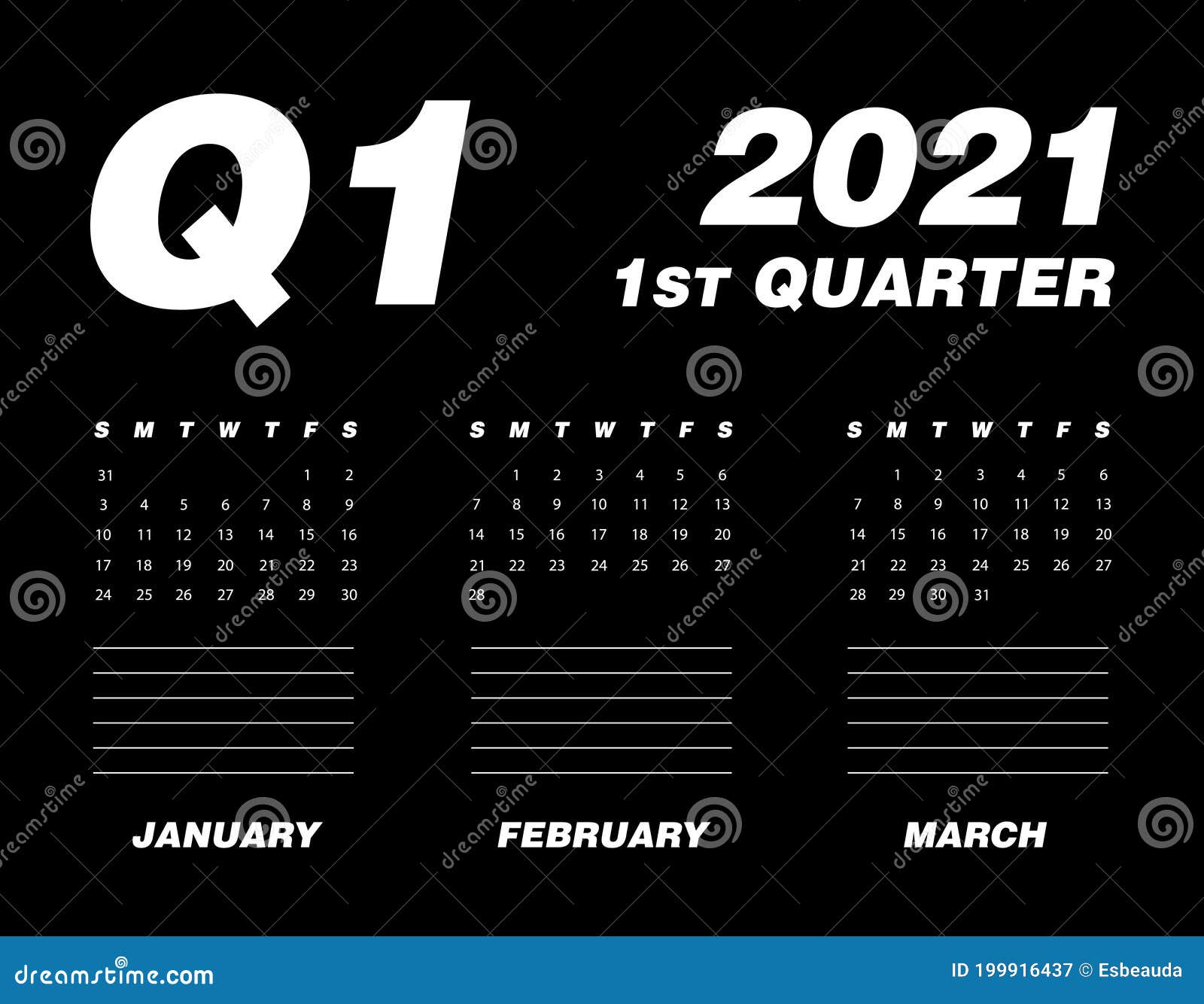 First Quarter of Calendar 2021 Stock Vector - Illustration of simple ...