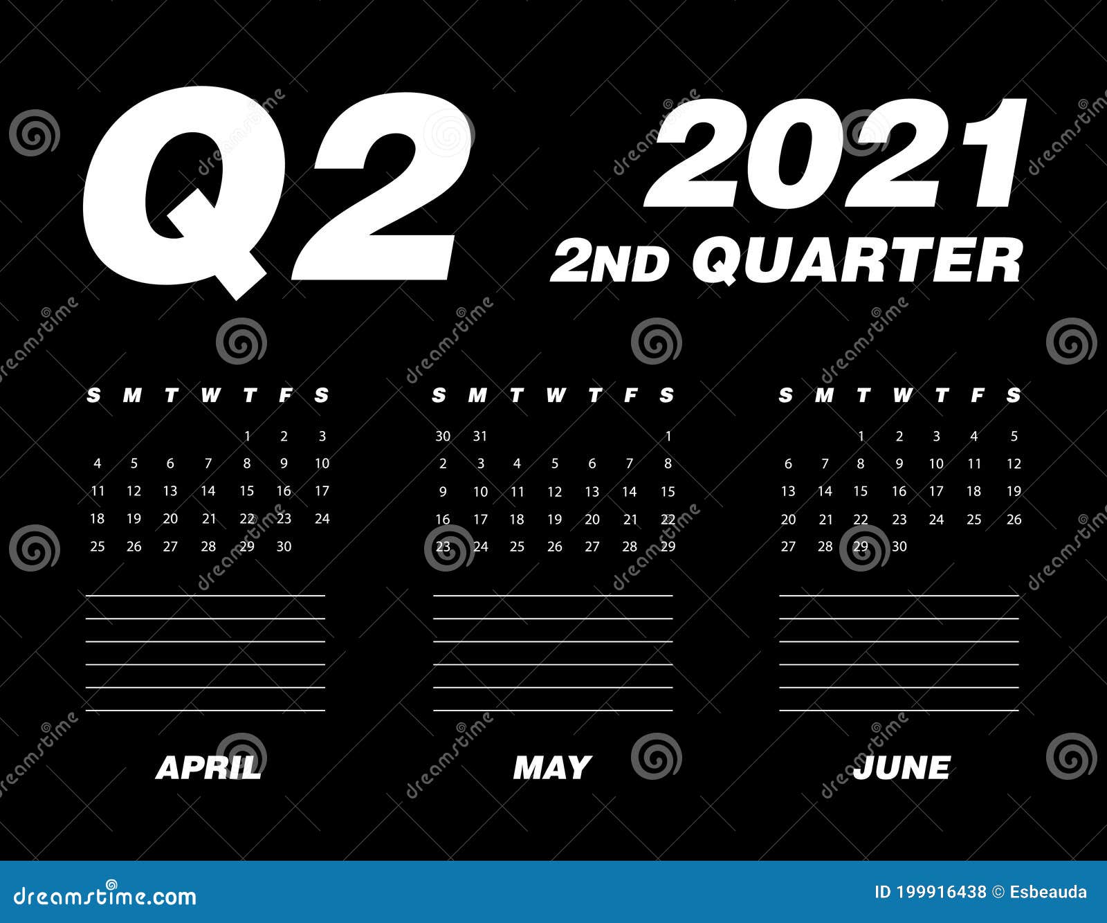 Second Quarter of Calendar 2021 Stock Vector - Illustration of calendar ...