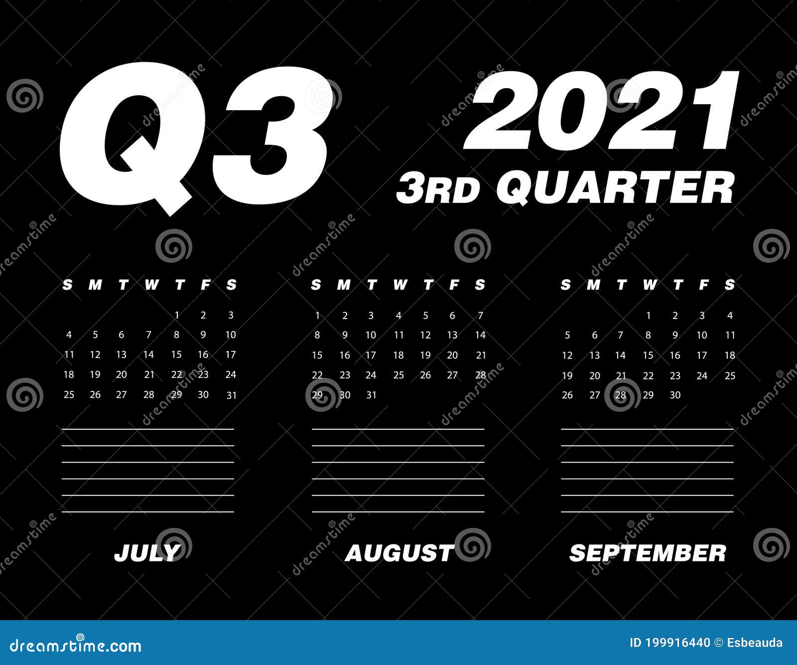 Third Quarter of Calendar 2021 Stock Vector - Illustration of month ...