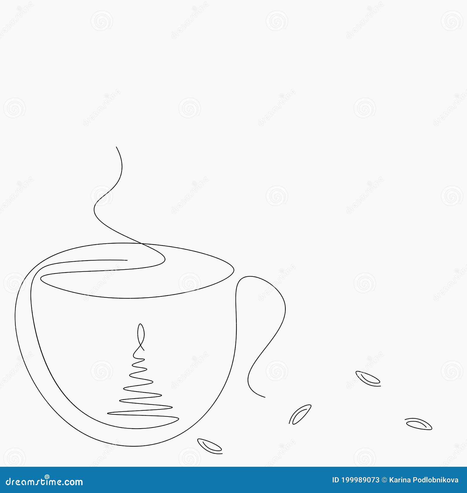 Cup of Coffee Line Drawing. Vector Stock Vector - Illustration of ...