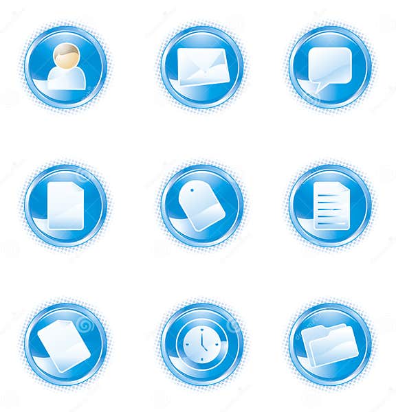 Web 2.0 icons, blue set stock vector. Illustration of clock - 2921585
