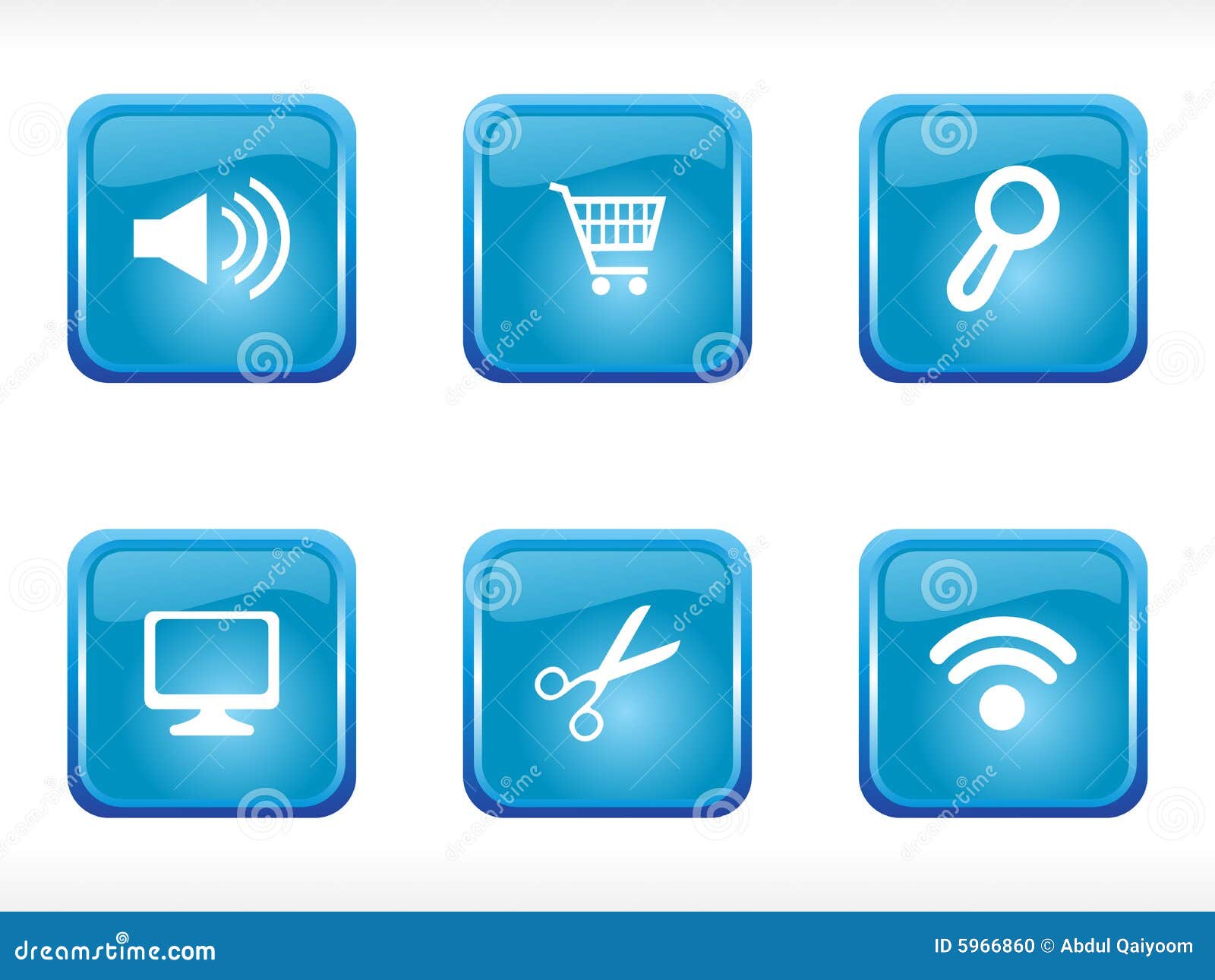 Web 2.0 Style Blue Icon Set, Vector Stock Vector - Illustration of cart ...
