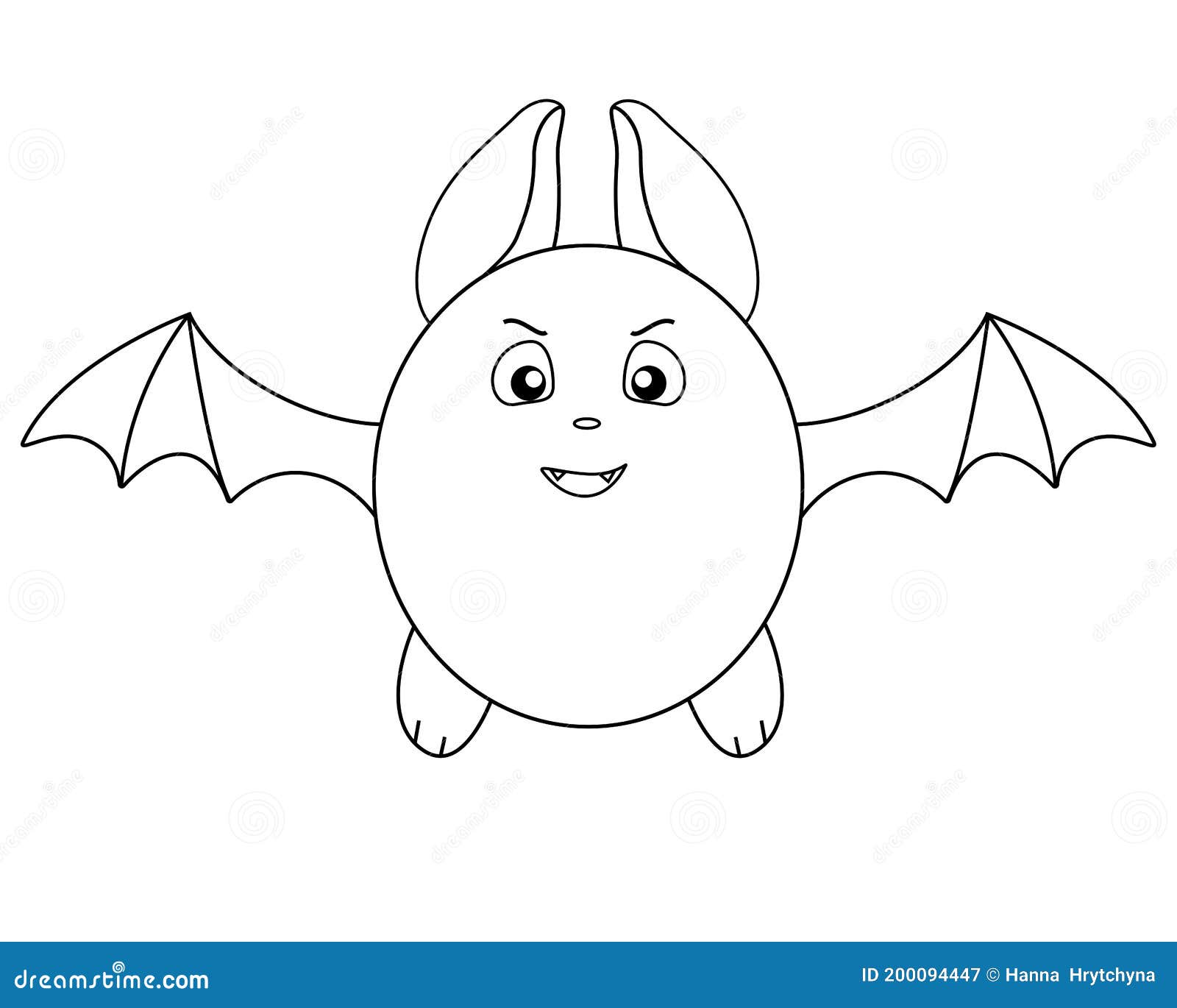 Cute Fat Bat - Linear Stock Illustration for Coloring. Outline. Take ...