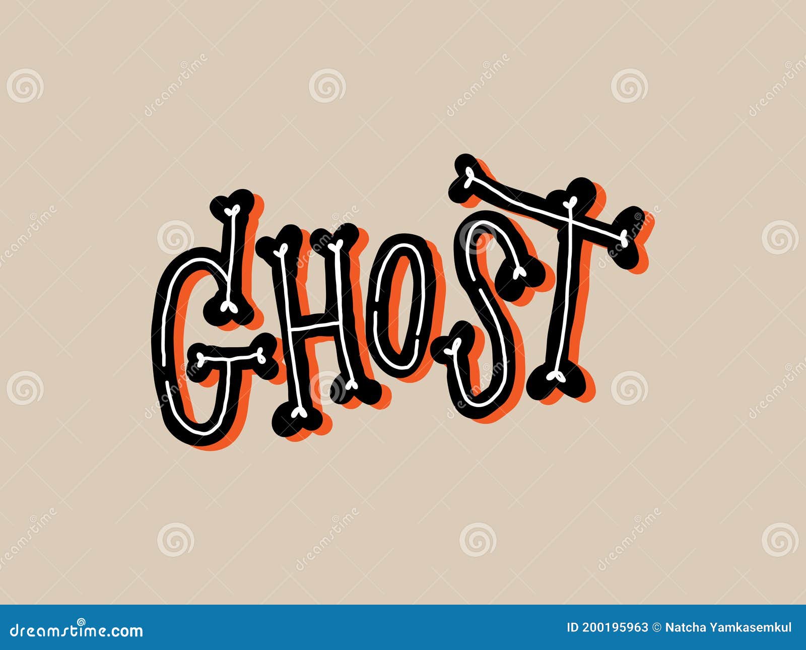 Text Ghost for Halloween Day Poster Advertising. Hand Written Lettering ...