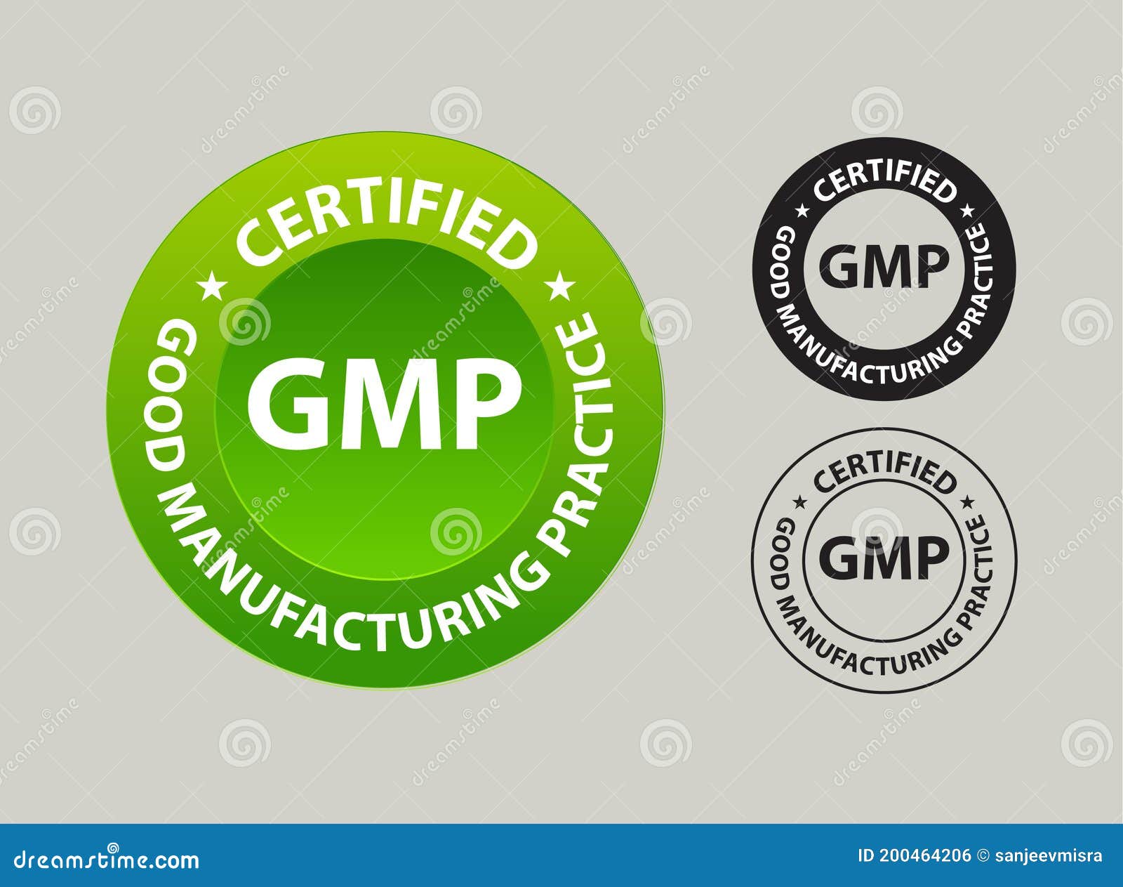 Good Manufacturing Practice, GMP Certified. Illustration, Green Colored ...