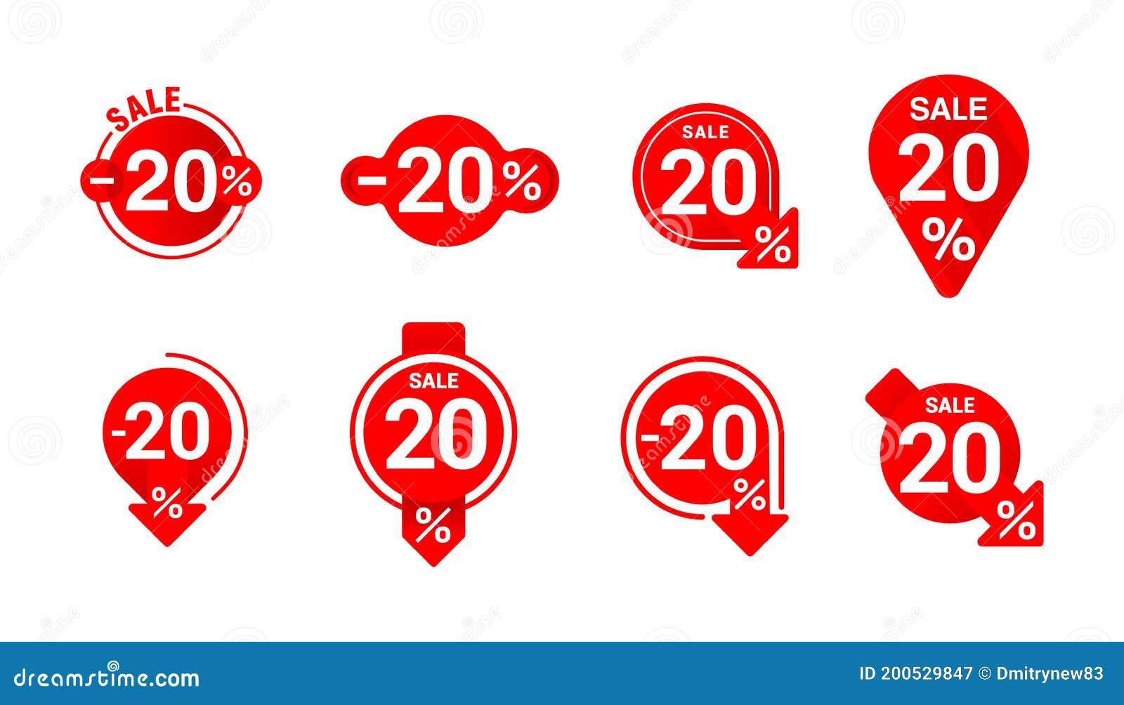20 Percents Off Sale Tag Sticker Collection Stock Vector - Illustration ...