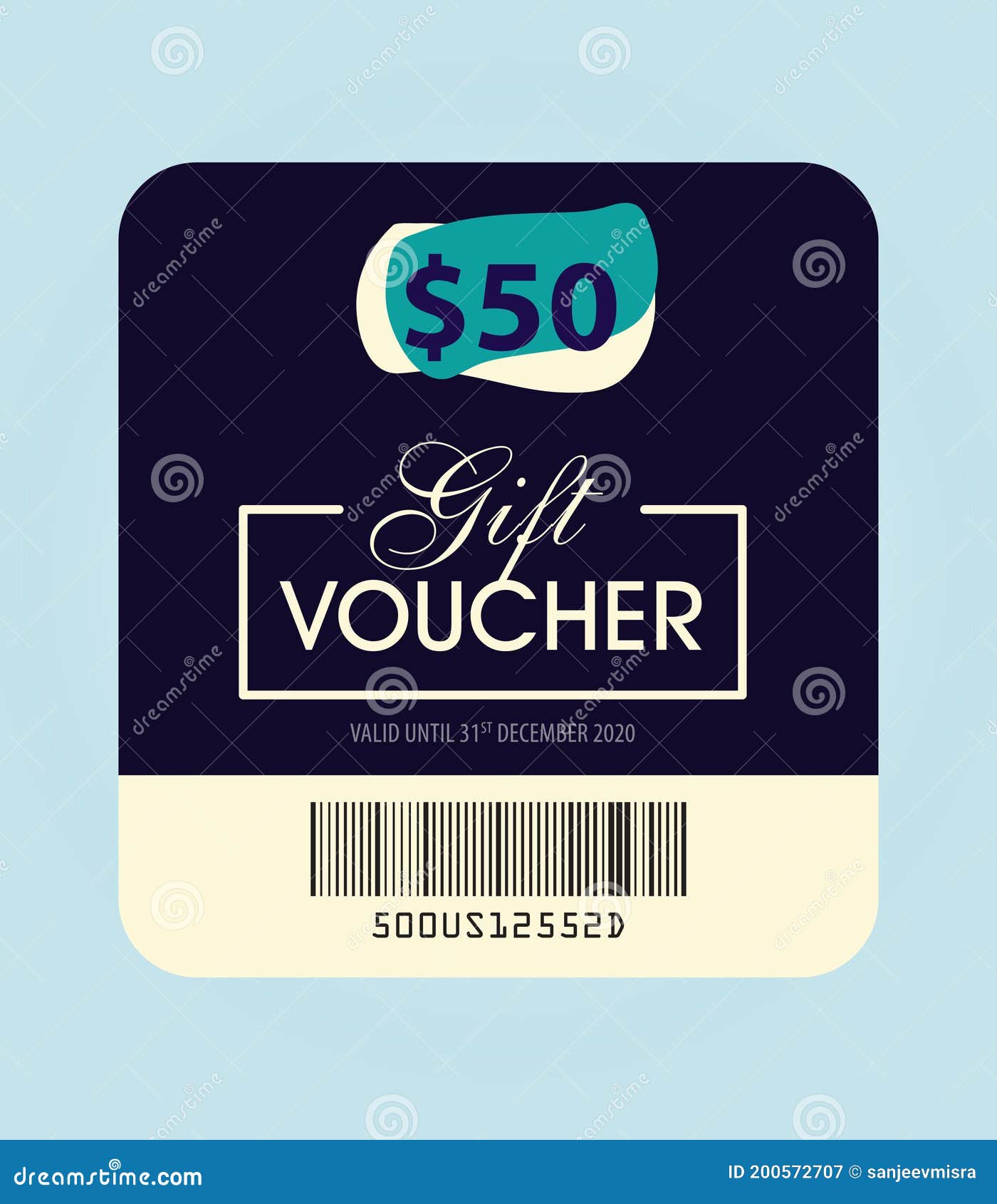 Gift Voucher, Fifty Dollar Gift Voucher Illustration, 50$, Gift Card ...