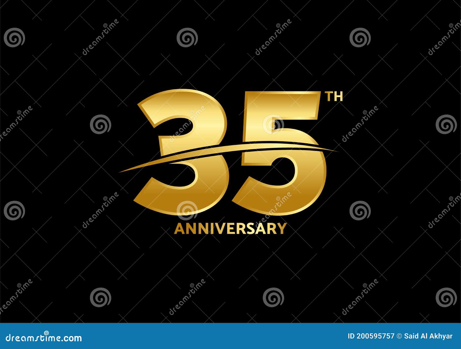 35 Years Anniversary Vector Template with Golden Color, 35th Birthday ...